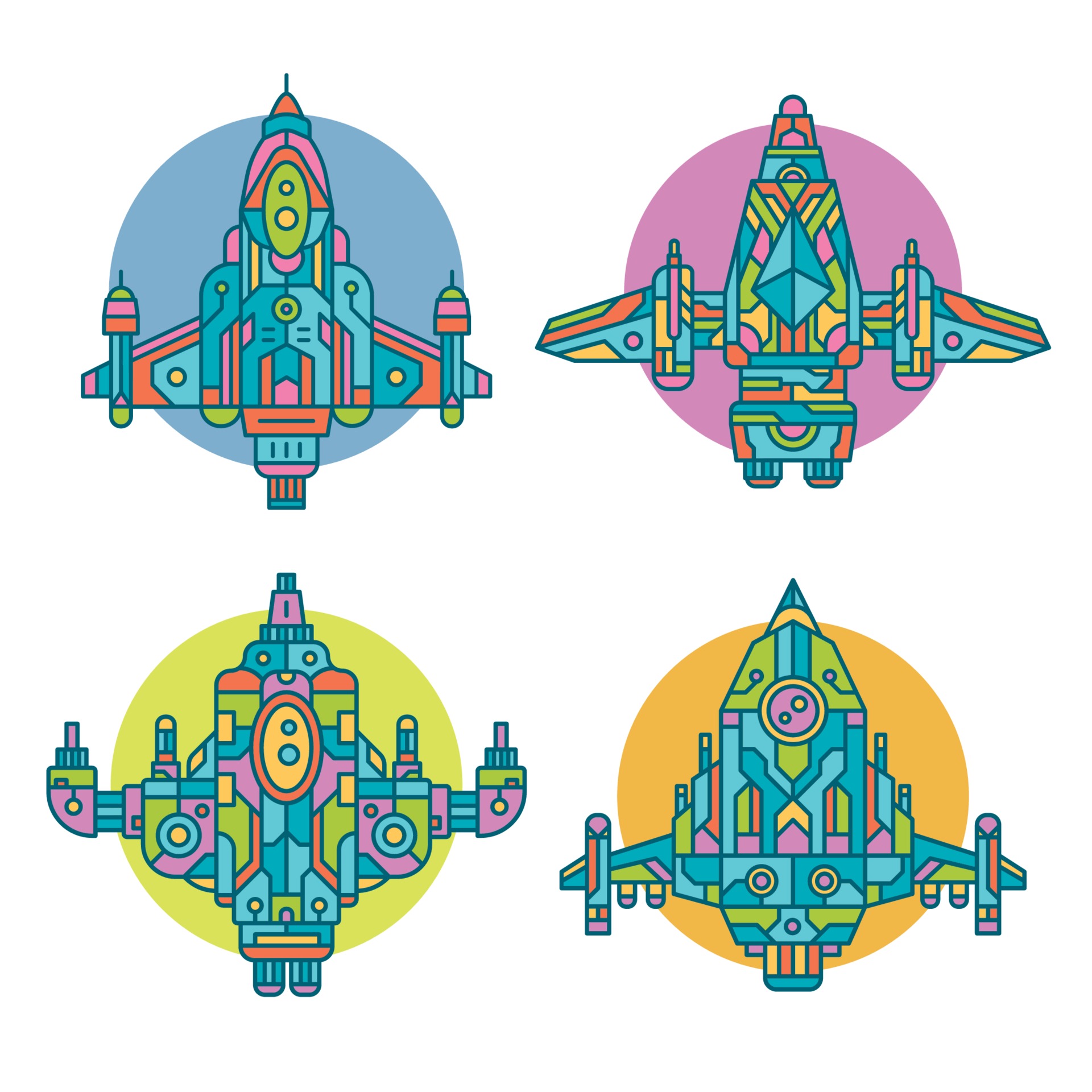 Colorful Decorative Spaceship Collection 2293724 Vector Art at Vecteezy