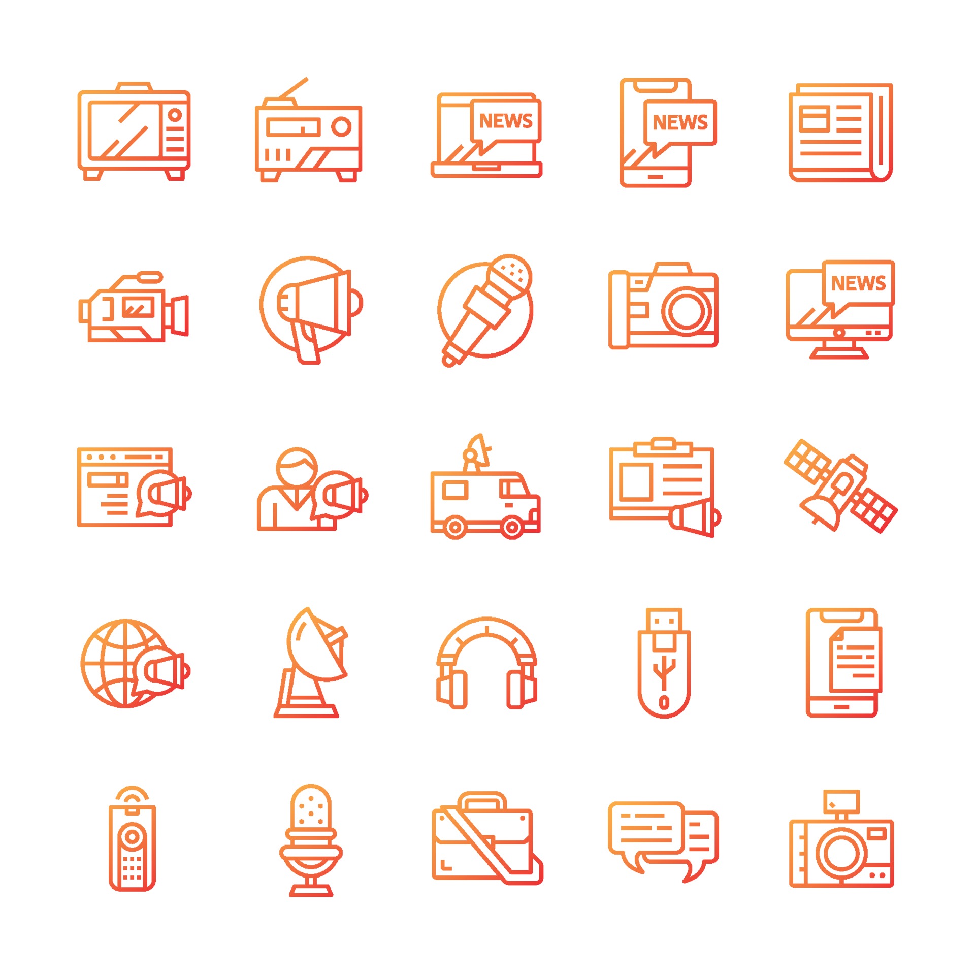 Set Of Mass Media Icons With Gradient Style 2294694 Vector Art At Vecteezy
