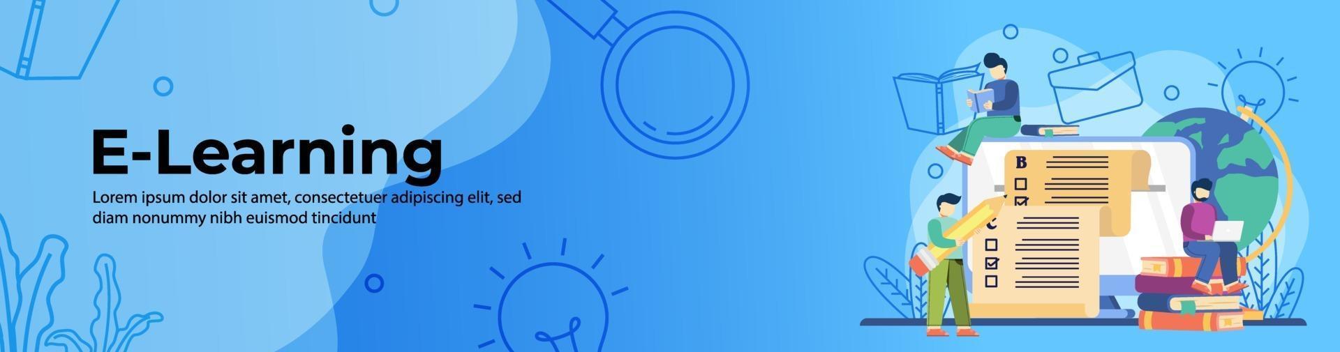 E-Learning Web Banner Design. students take online tests during online ...