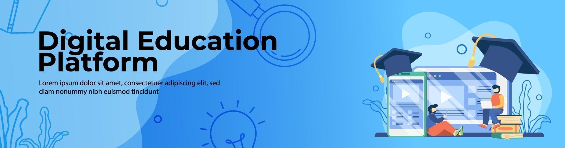 Digital Education Platform Web Banner Design. student access online ...