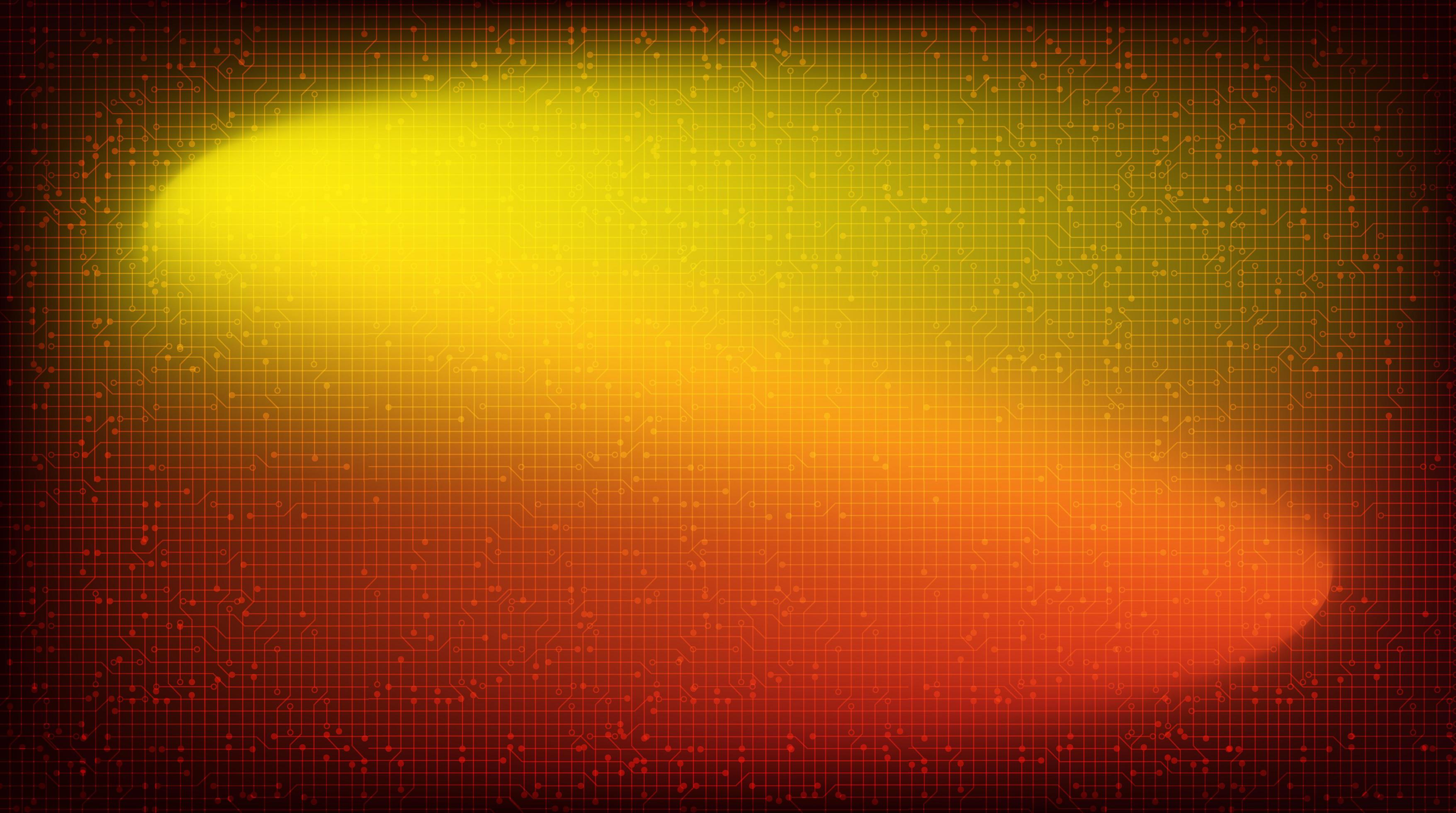 Waving Red And Orange Circuit Microchip On Technology Backgroundhi Tech Digital And Connection