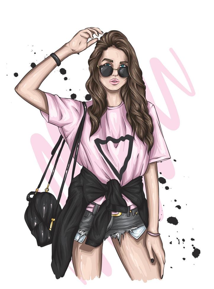Beautiful Girl In Stylish Clothes Fashion And Style Clothing And