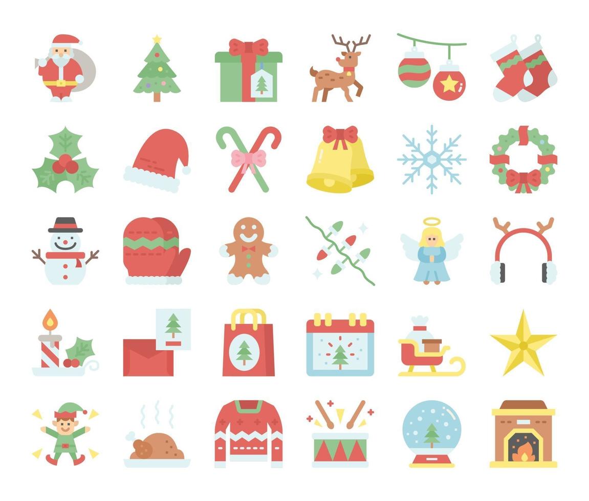 merry christmas flat vector icons 2296709 Vector Art at Vecteezy