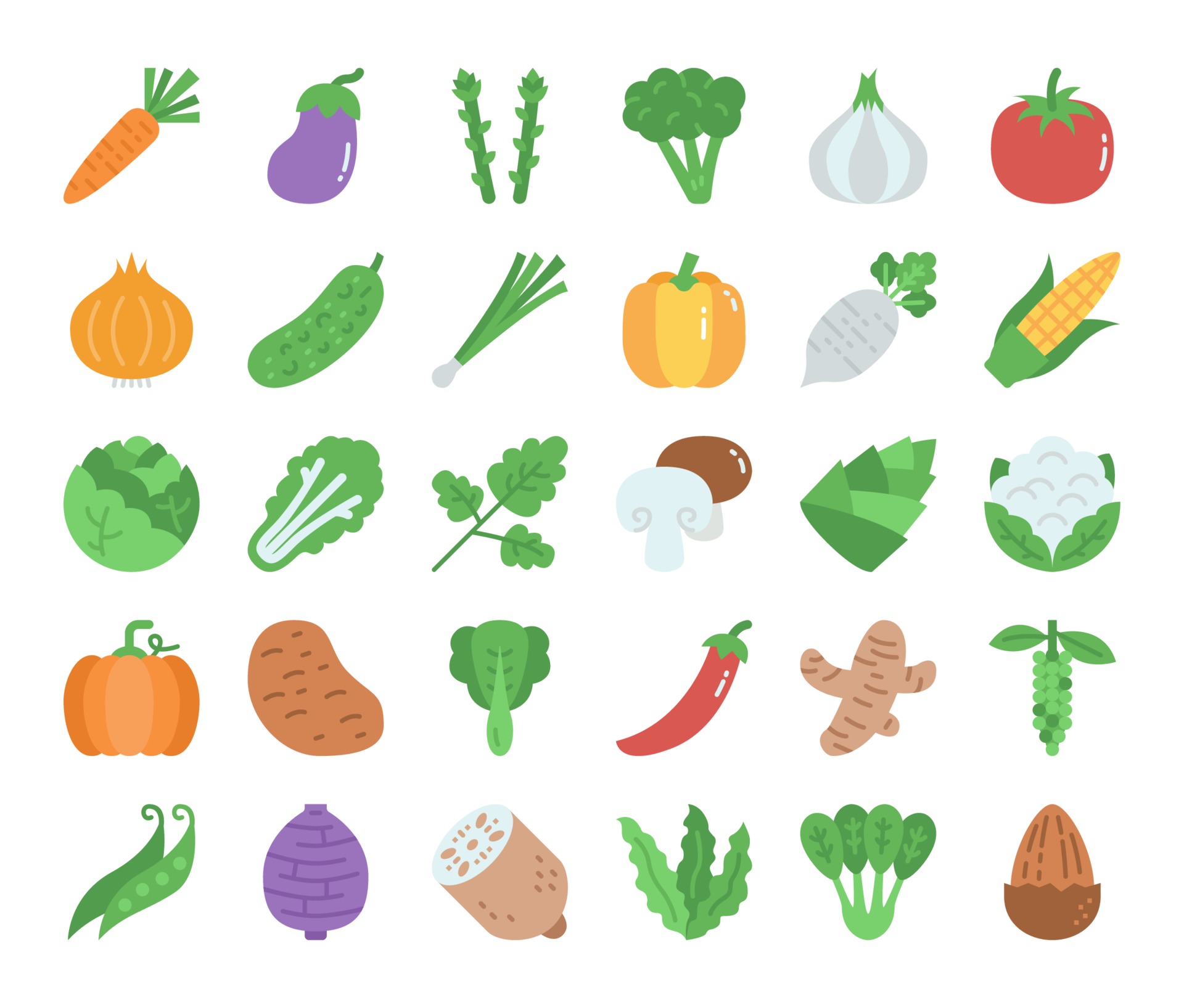 Vegetable Flat Vector Icons 2296714 Vector Art at Vecteezy