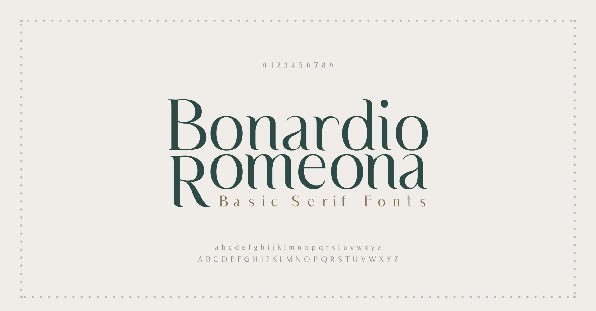 elegante fuente de letras del alfabeto y número. diseños de moda minimalista con letras clásicas ...