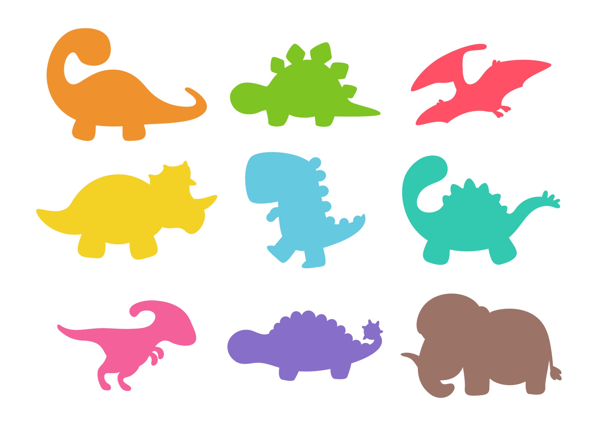 Conjunto De Silueta De Dinosaurio Bebé En Blanco 2298944 Vector En Vecteezy