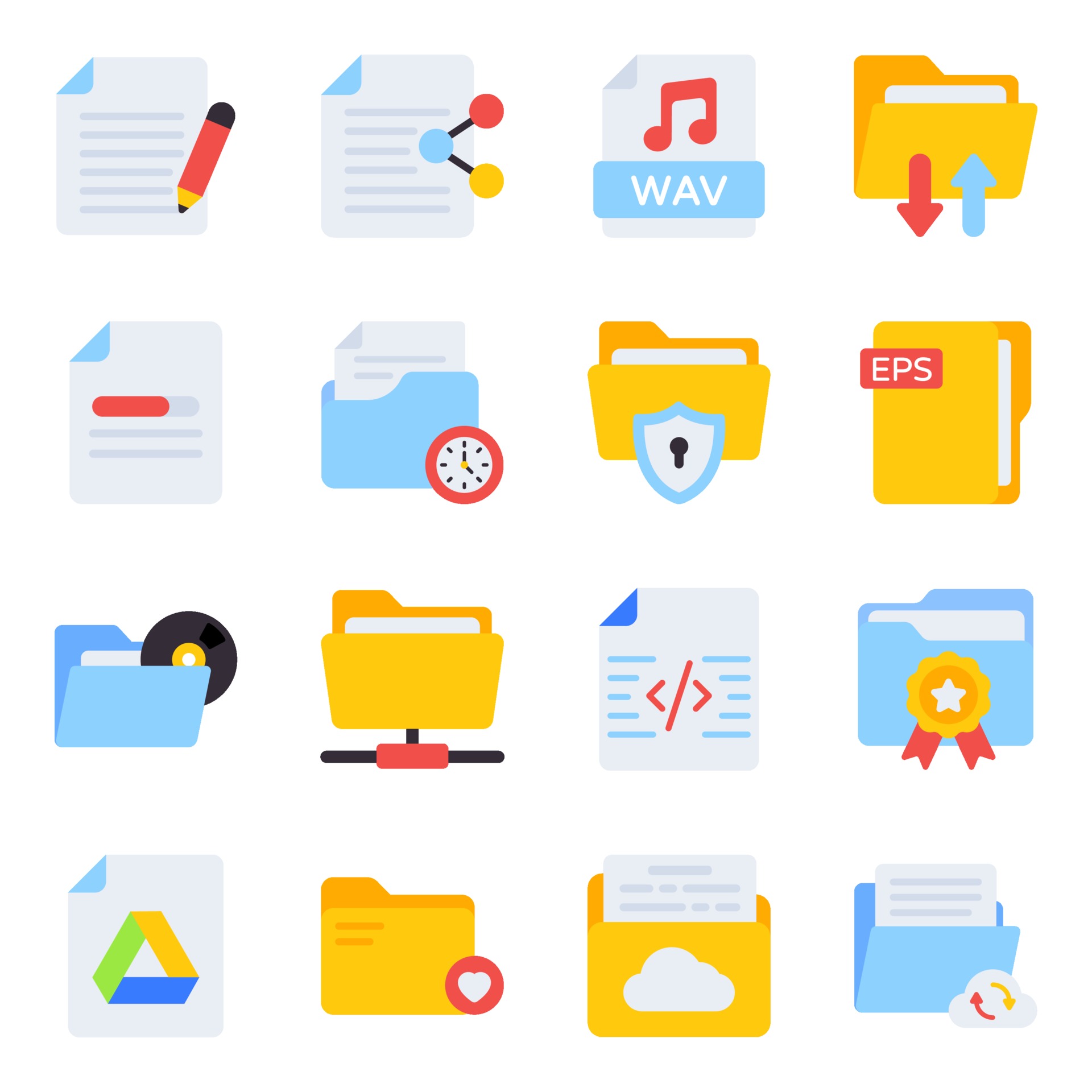Pack of Files and Folders Flat icons 2298993 Vector Art at Vecteezy