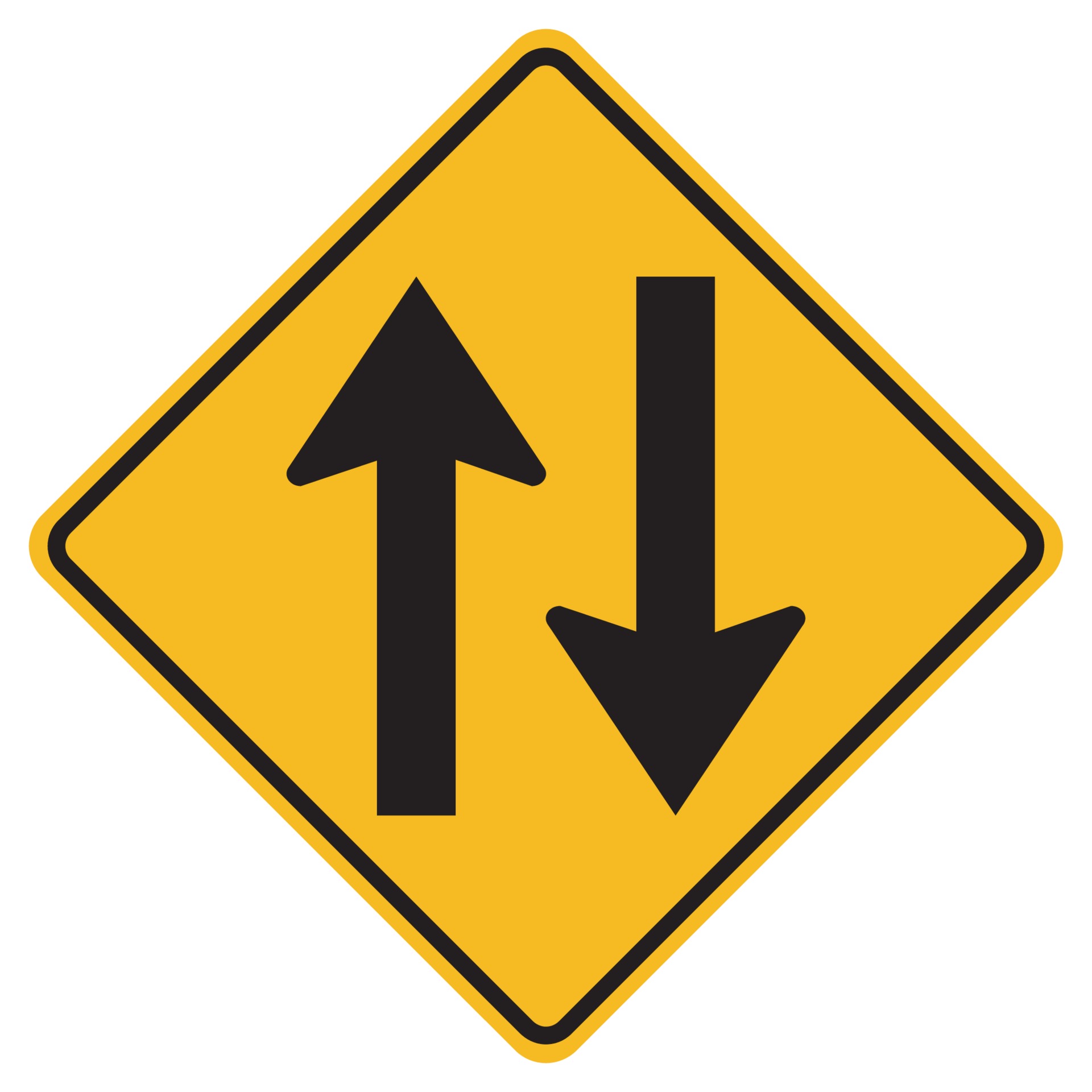 Warning signs Two-way traffic on white background 2301050 Vector Art at ...