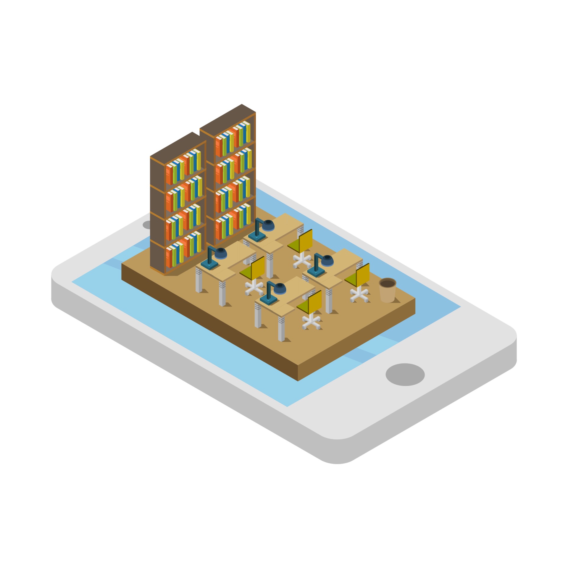 Library On Isometric Smartphone 2303458 Vector Art at Vecteezy