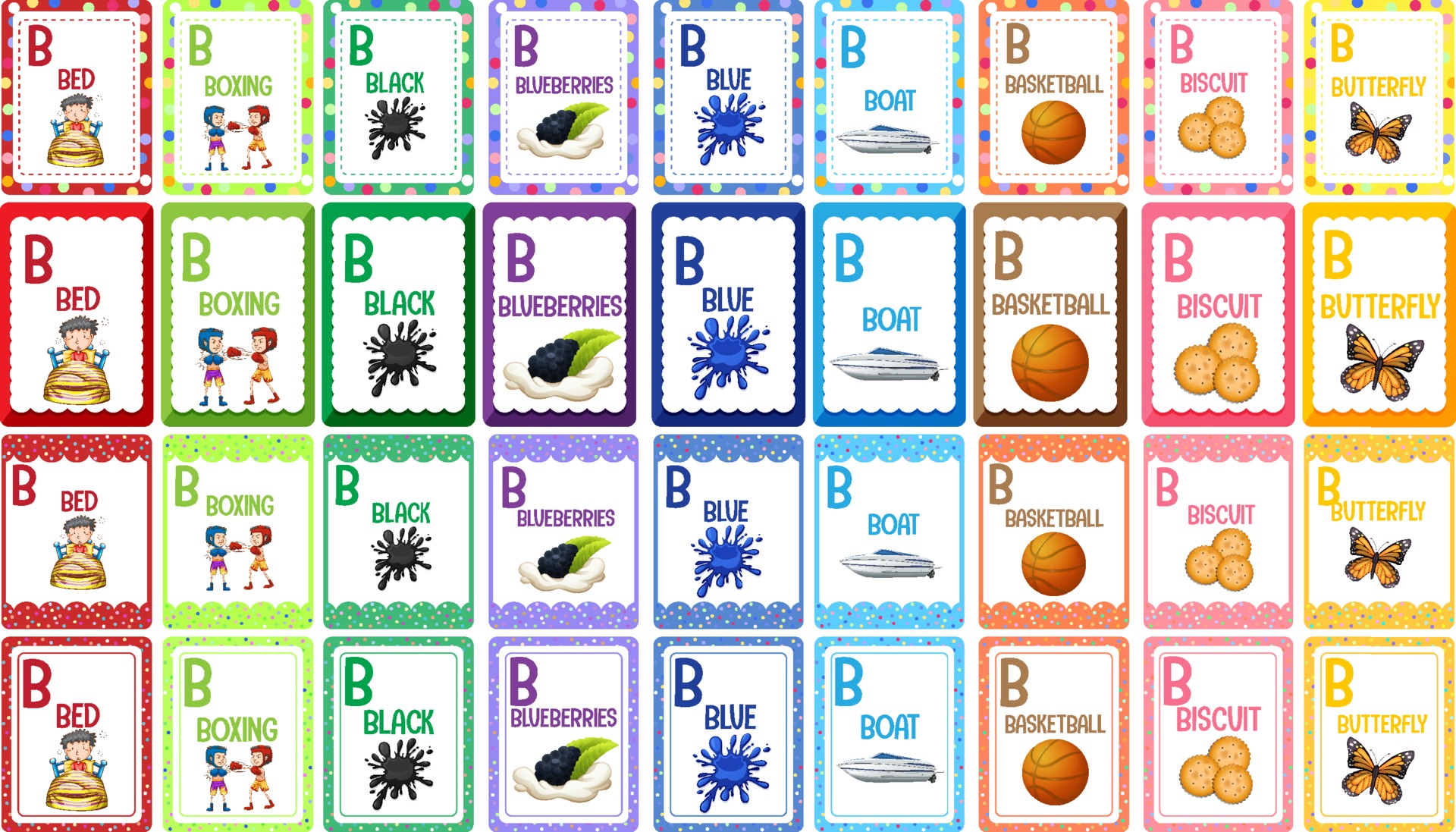 Letter B alphabet flashcard set 2305526 Vector Art at Vecteezy