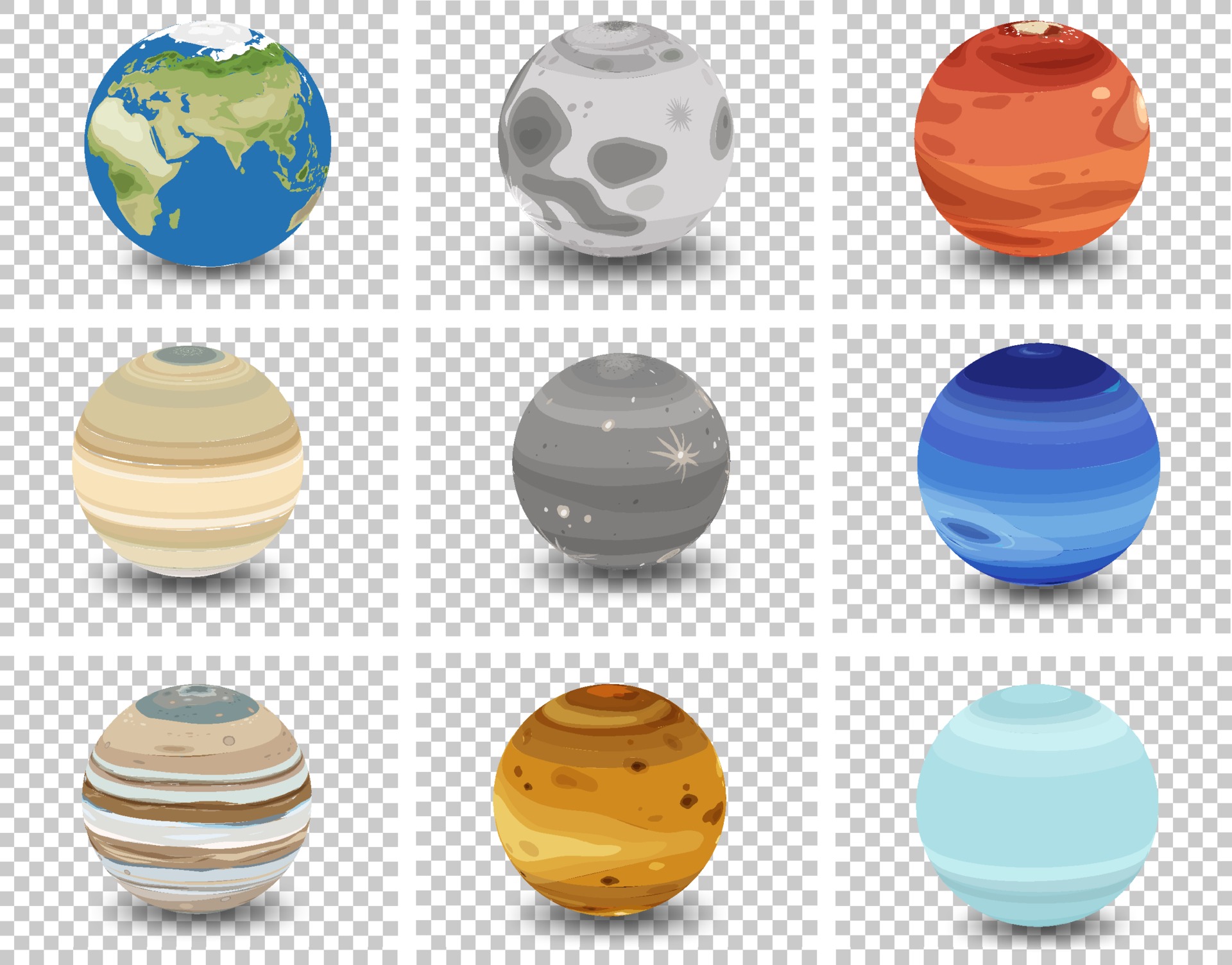 Set of different planets on transparent background 2306239 Vector Art ...