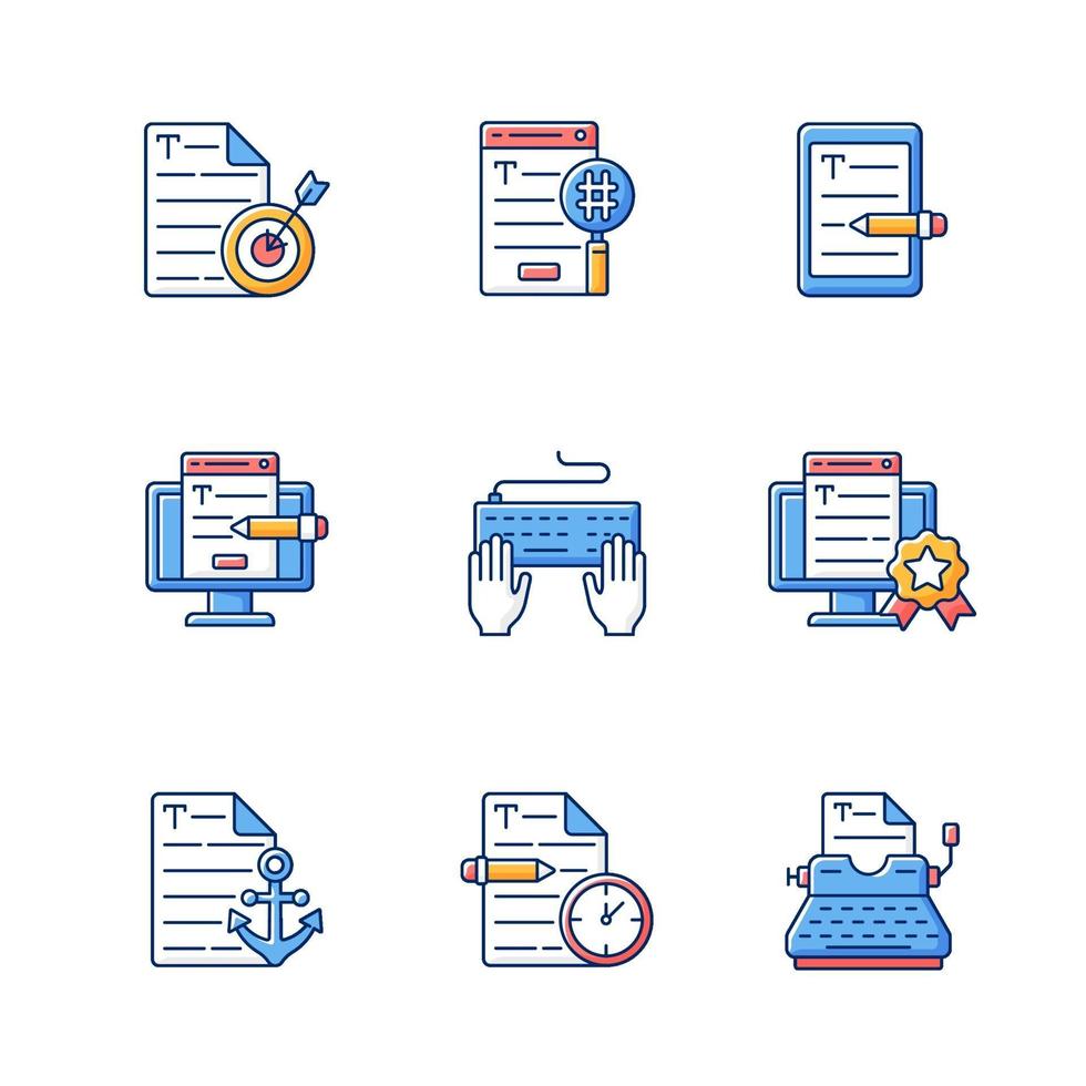 Writing SEO text RGB color icons set 2307539 Vector Art at Vecteezy