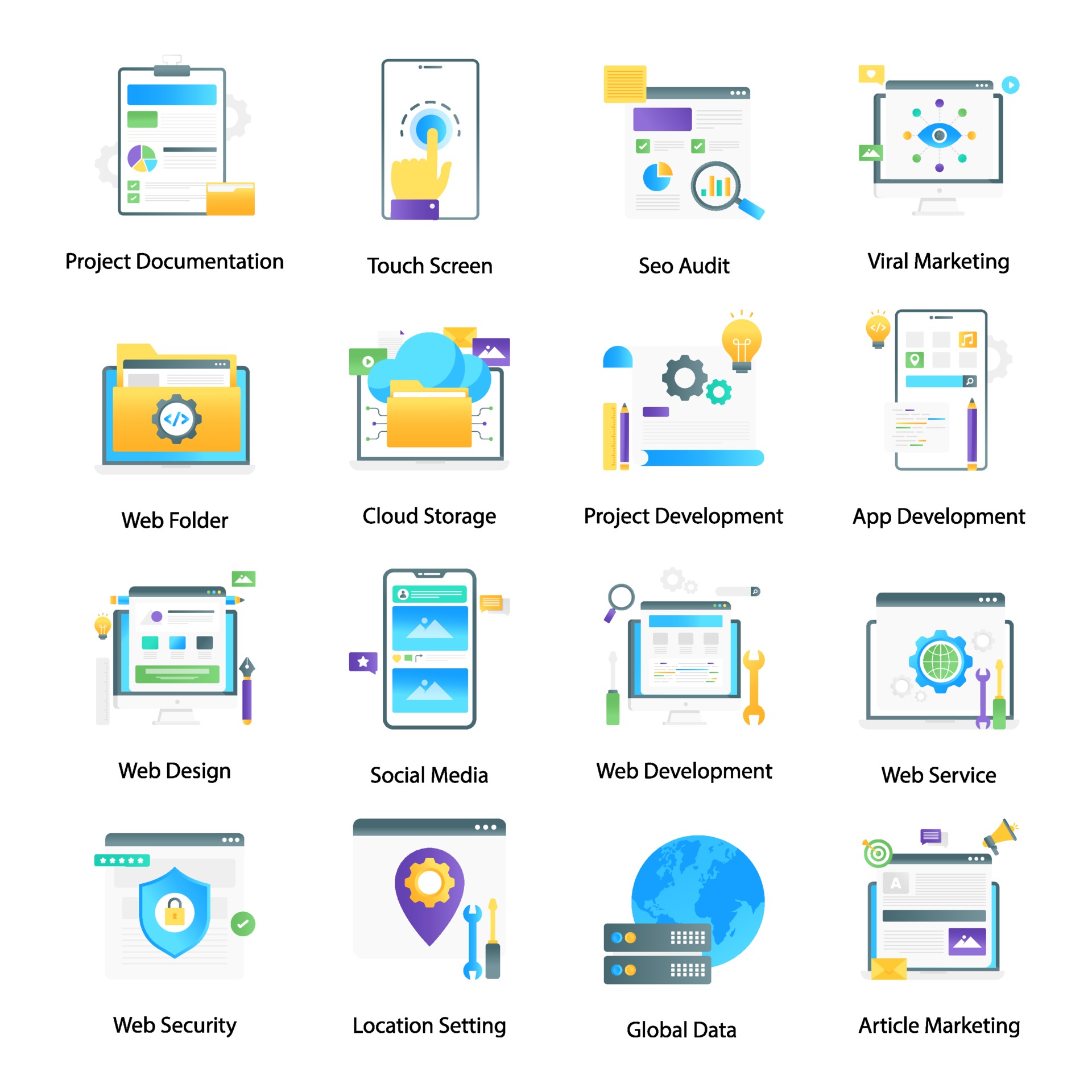 Web Development and Social Media 2307879 Vector Art at Vecteezy