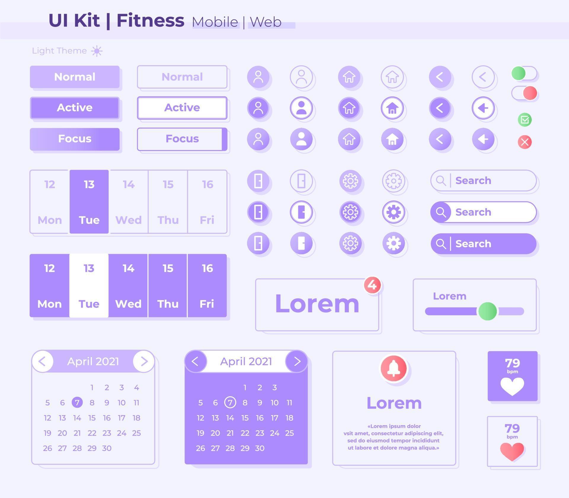 Fitness UI elements kit 2308610 Vector Art at Vecteezy