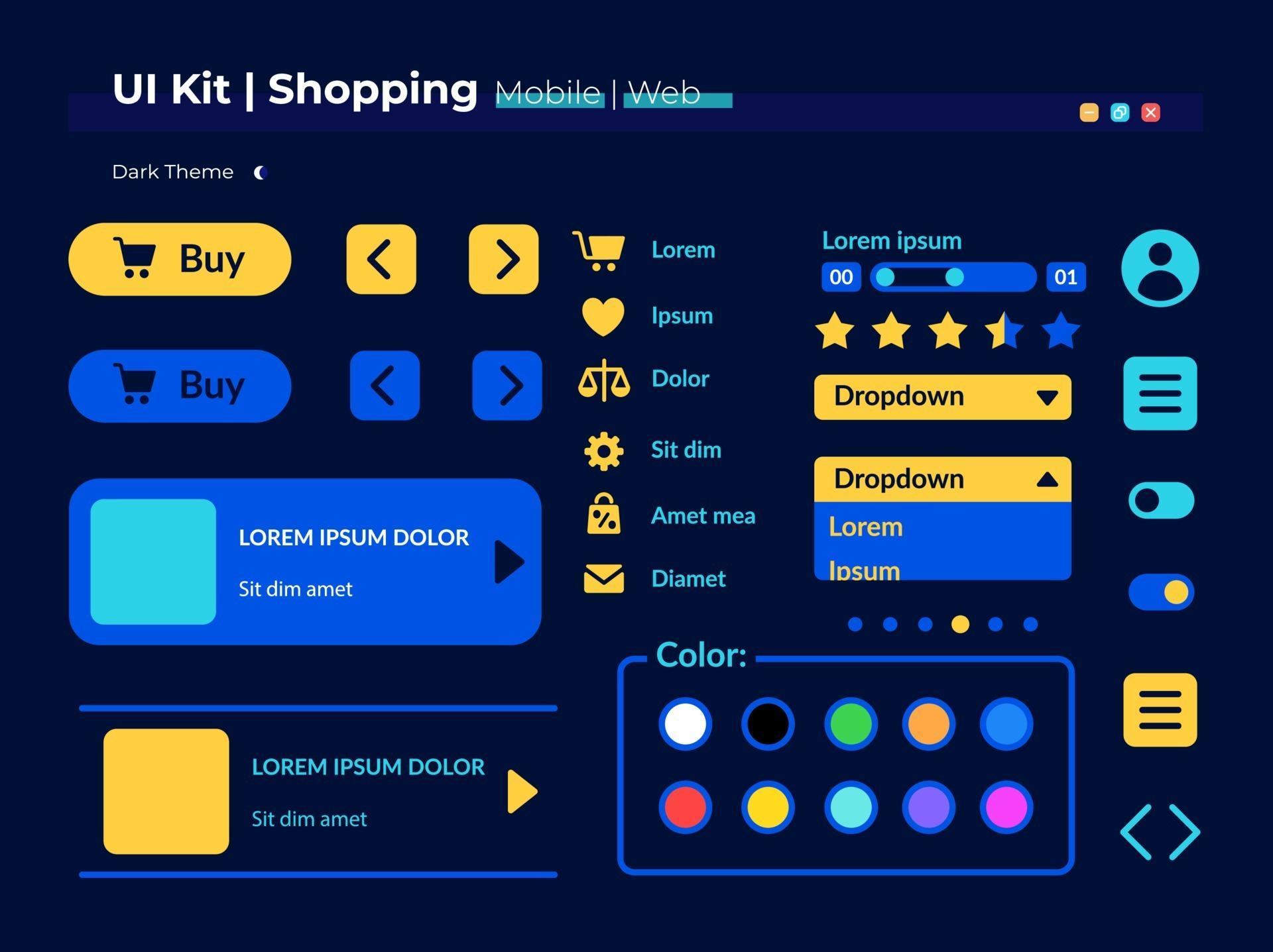 Shopping UI elements kit 2310083 Vector Art at Vecteezy