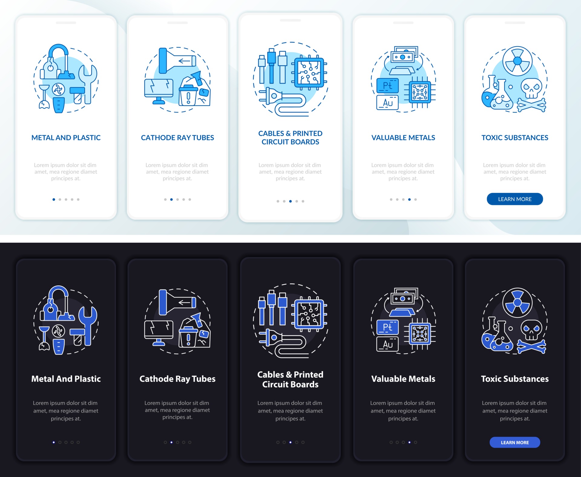 E-scrap parts onboarding mobile app page screen with concepts 2310409 Vector Art at Vecteezy