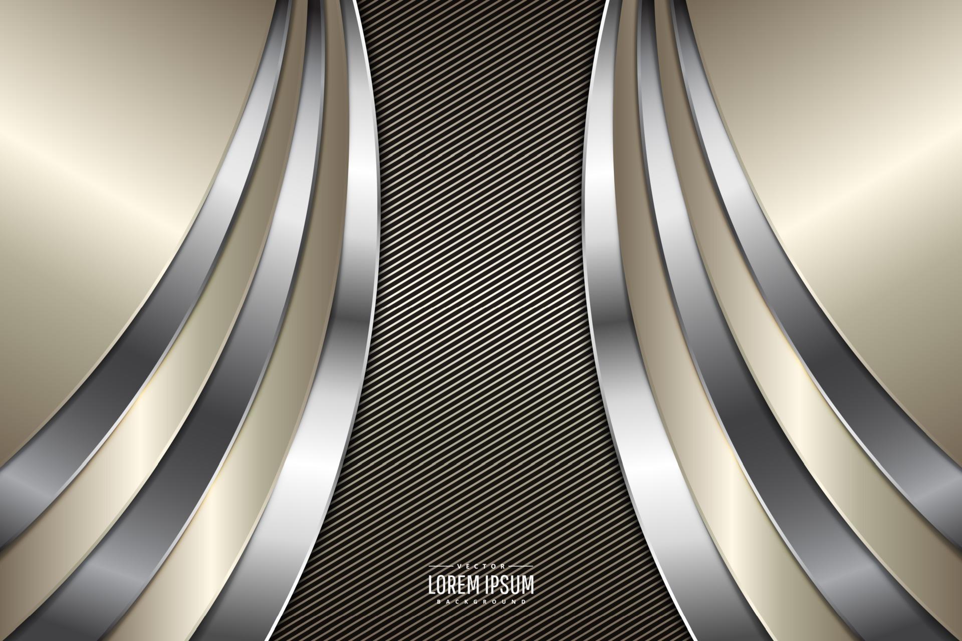 Fondo De Lujo De Oro Y Plata Con Líneas De Textura De Fibra De Carbono