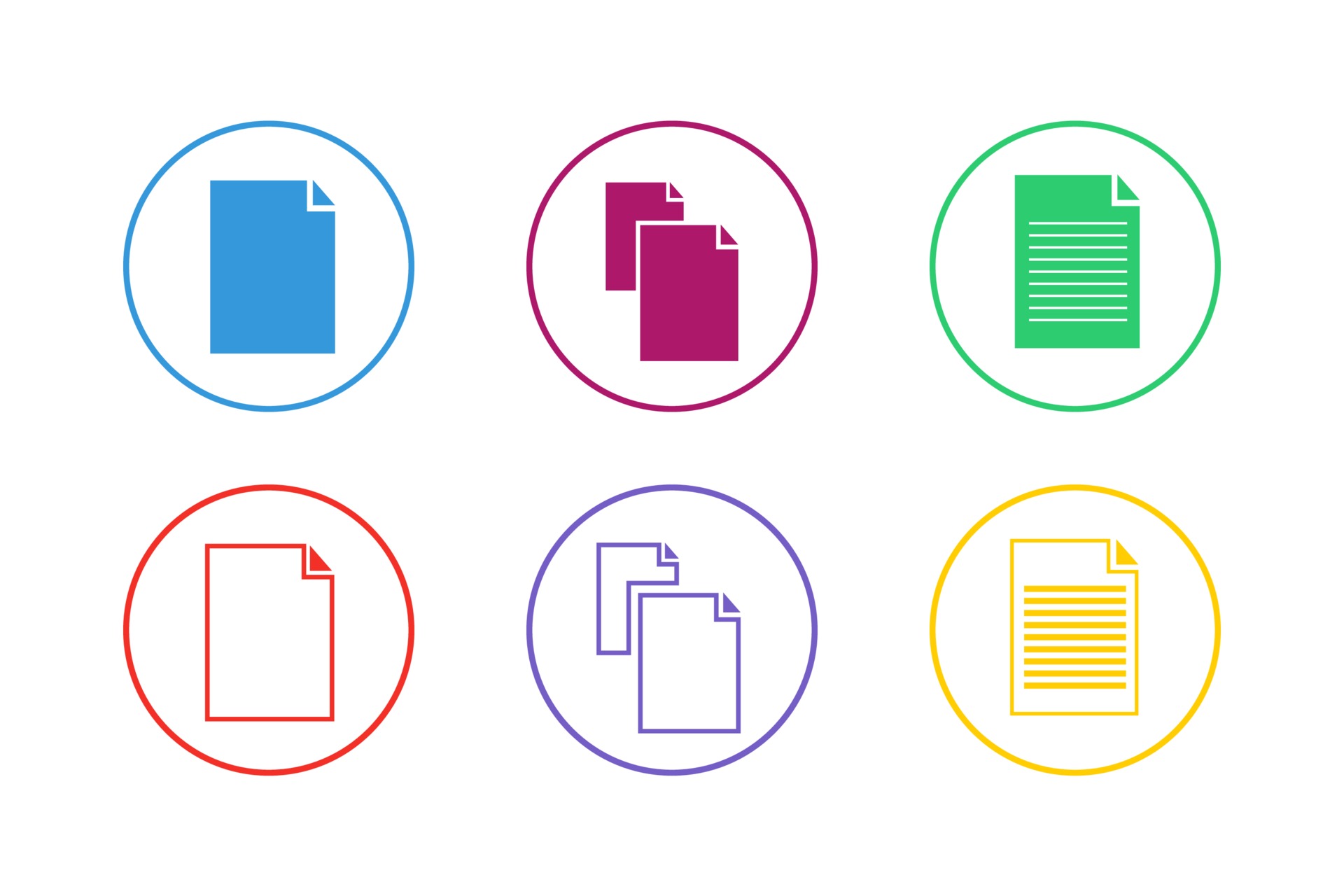 Colorful Document Icon Set 2319504 Vector Art at Vecteezy