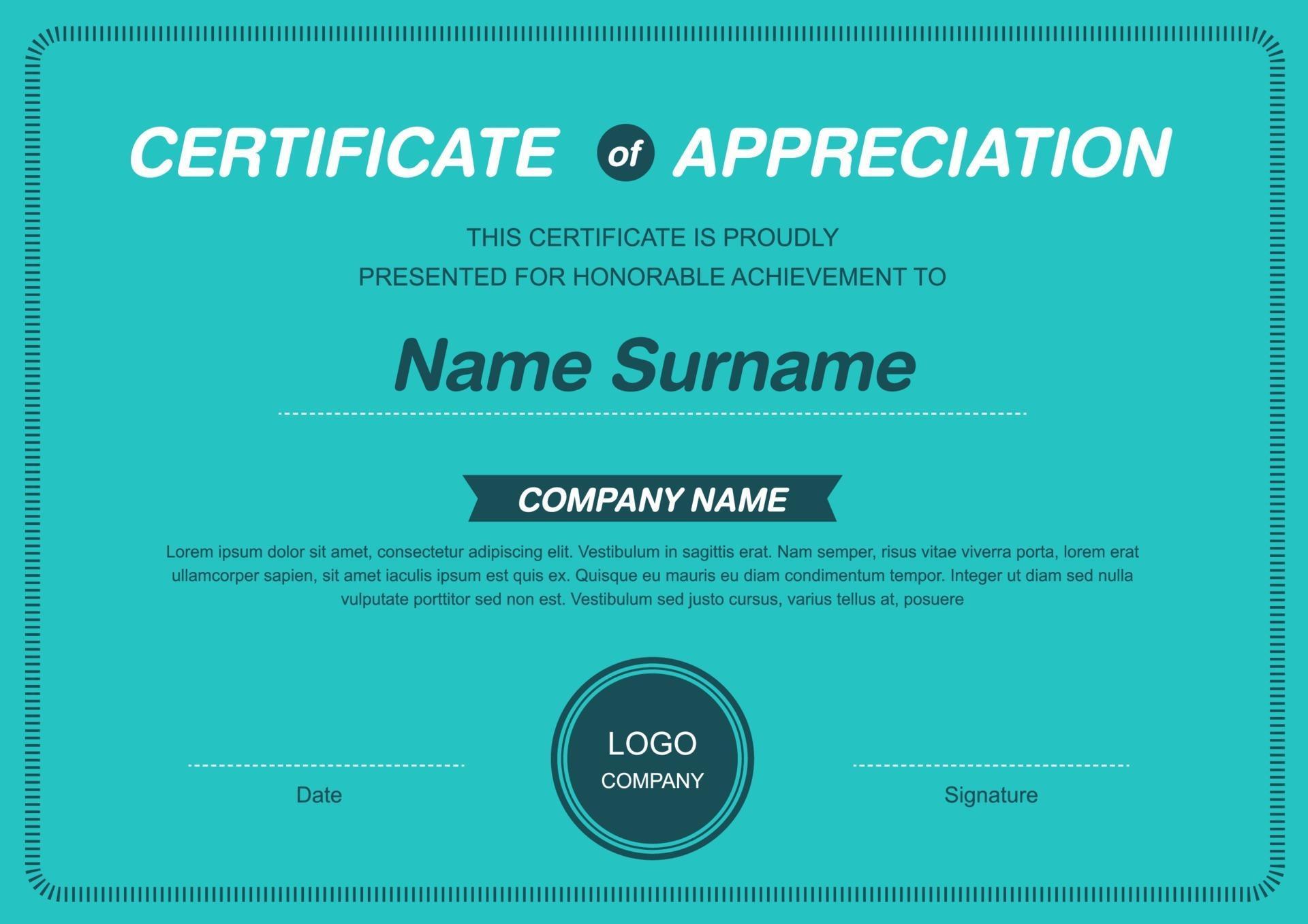 certificate of appreciation template, multipurpose certificate border ...