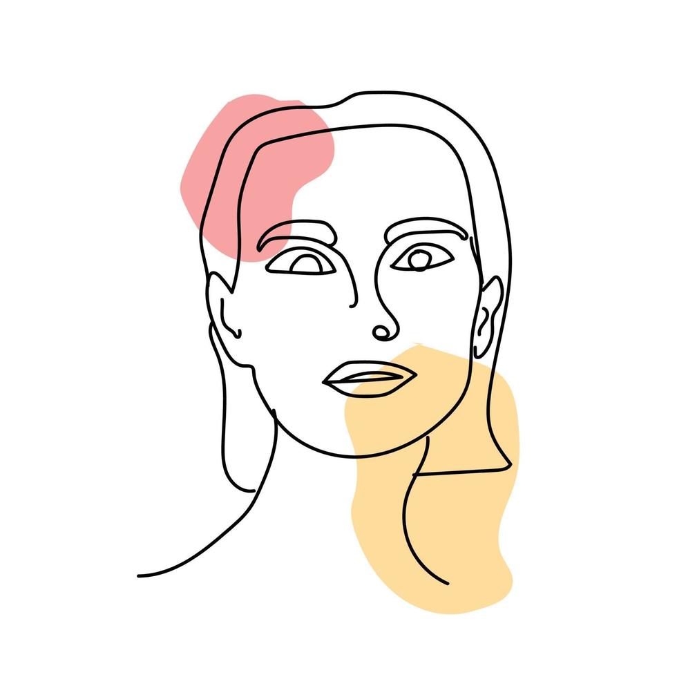 Abstract Woman Face Line Art Drawing Portrait Minimalistic Style