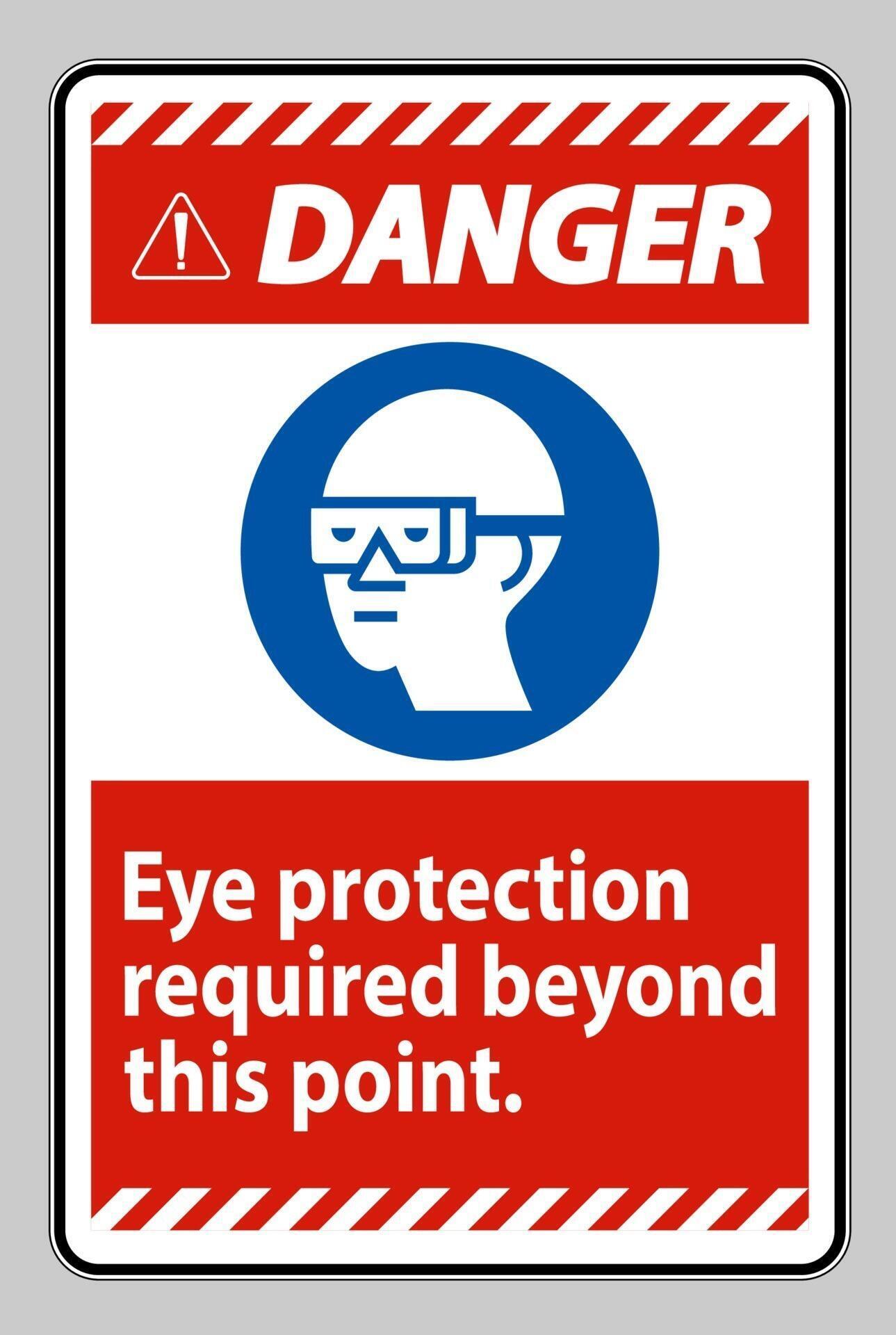 Danger Sign Eye Protection Required Beyond This Point 2351821 Vector