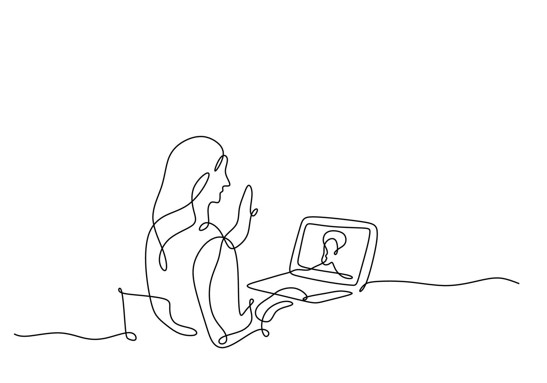 Continuous one line drawing of businesswoman doing video call 2356541 ... Continuous one line drawing of businesswoman doing video call 2356541 ...