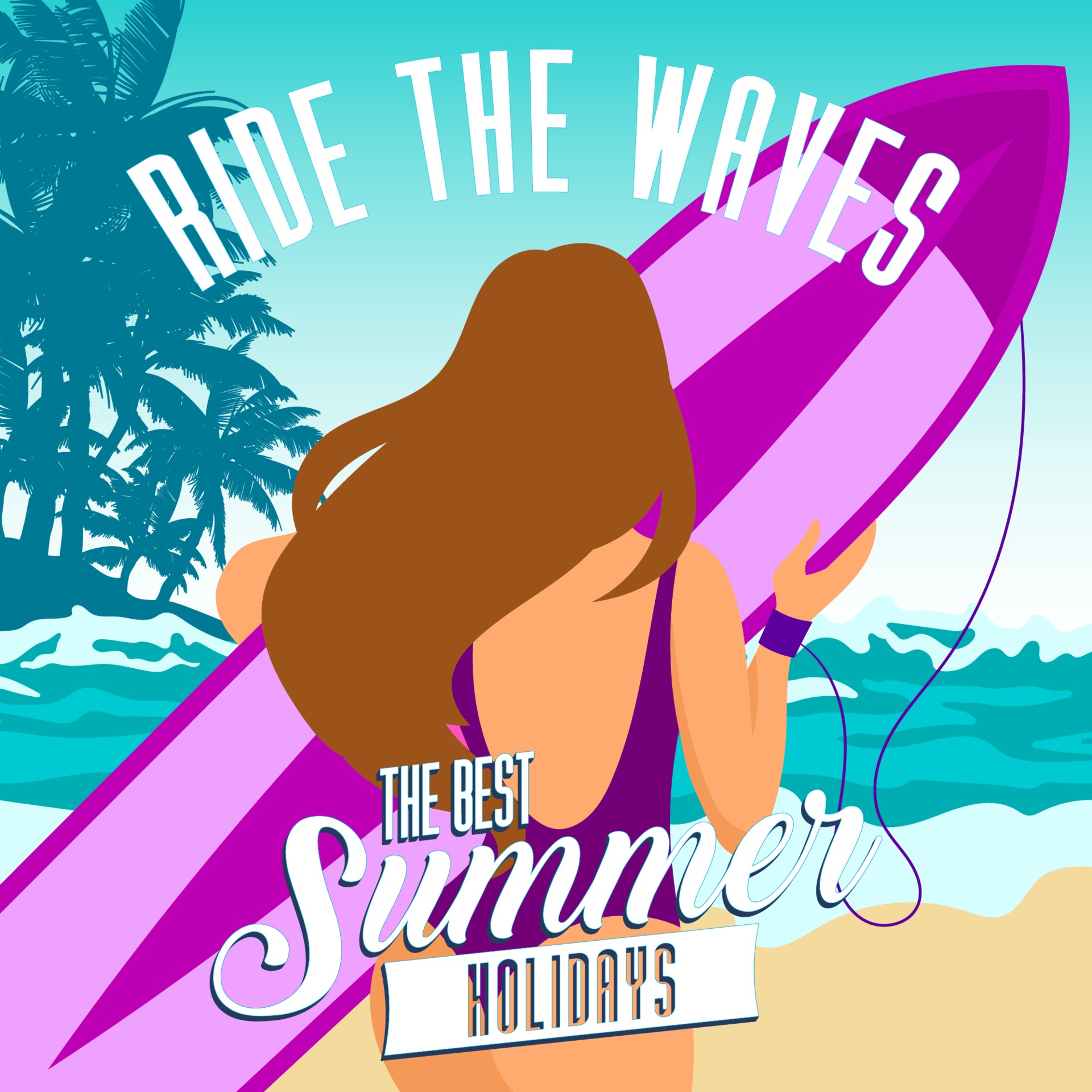 beautiful surfer girl on the sunny beach 2367564 Vector Art at Vecteezy