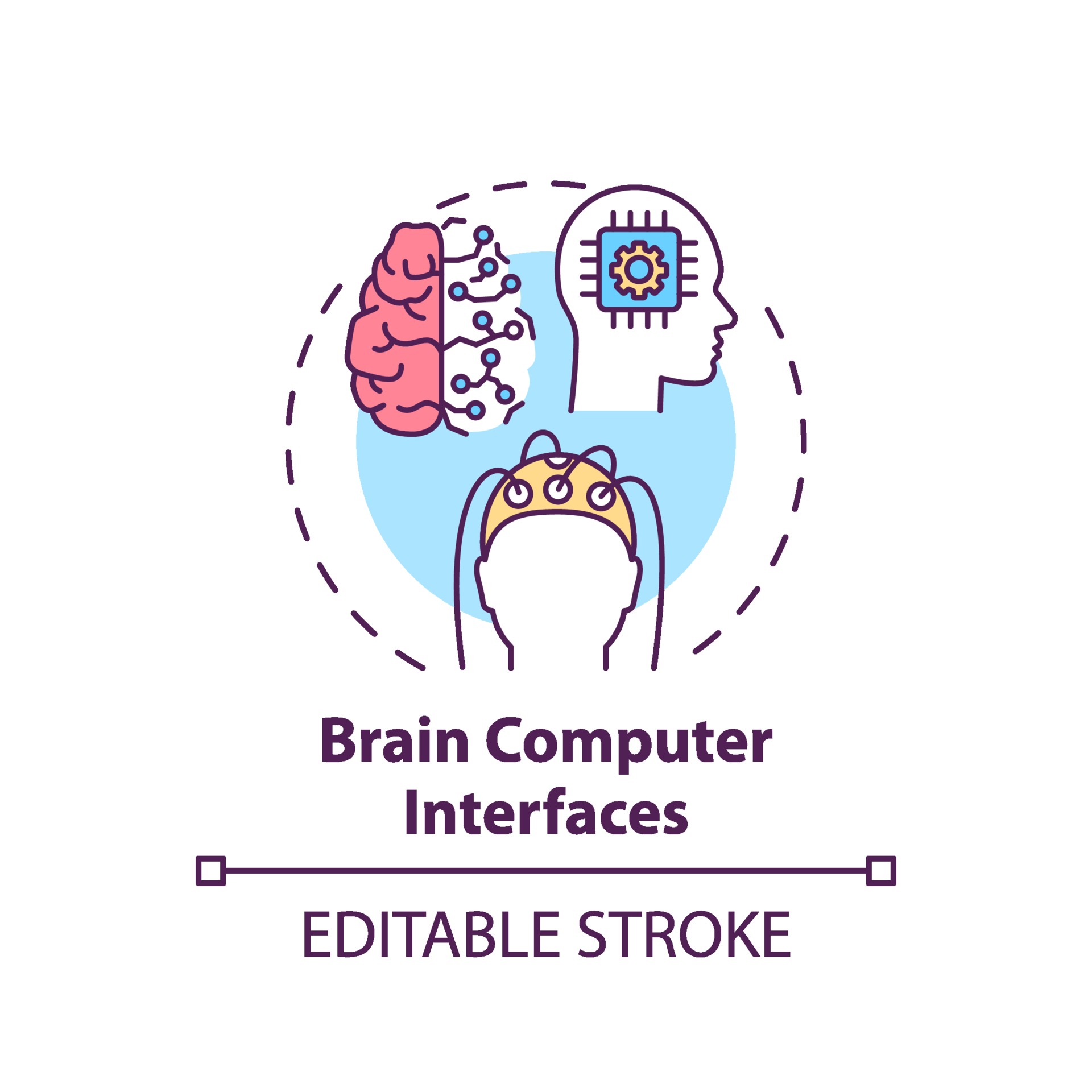 Brain computer interfaces concept icon 2367619 Vector Art at Vecteezy