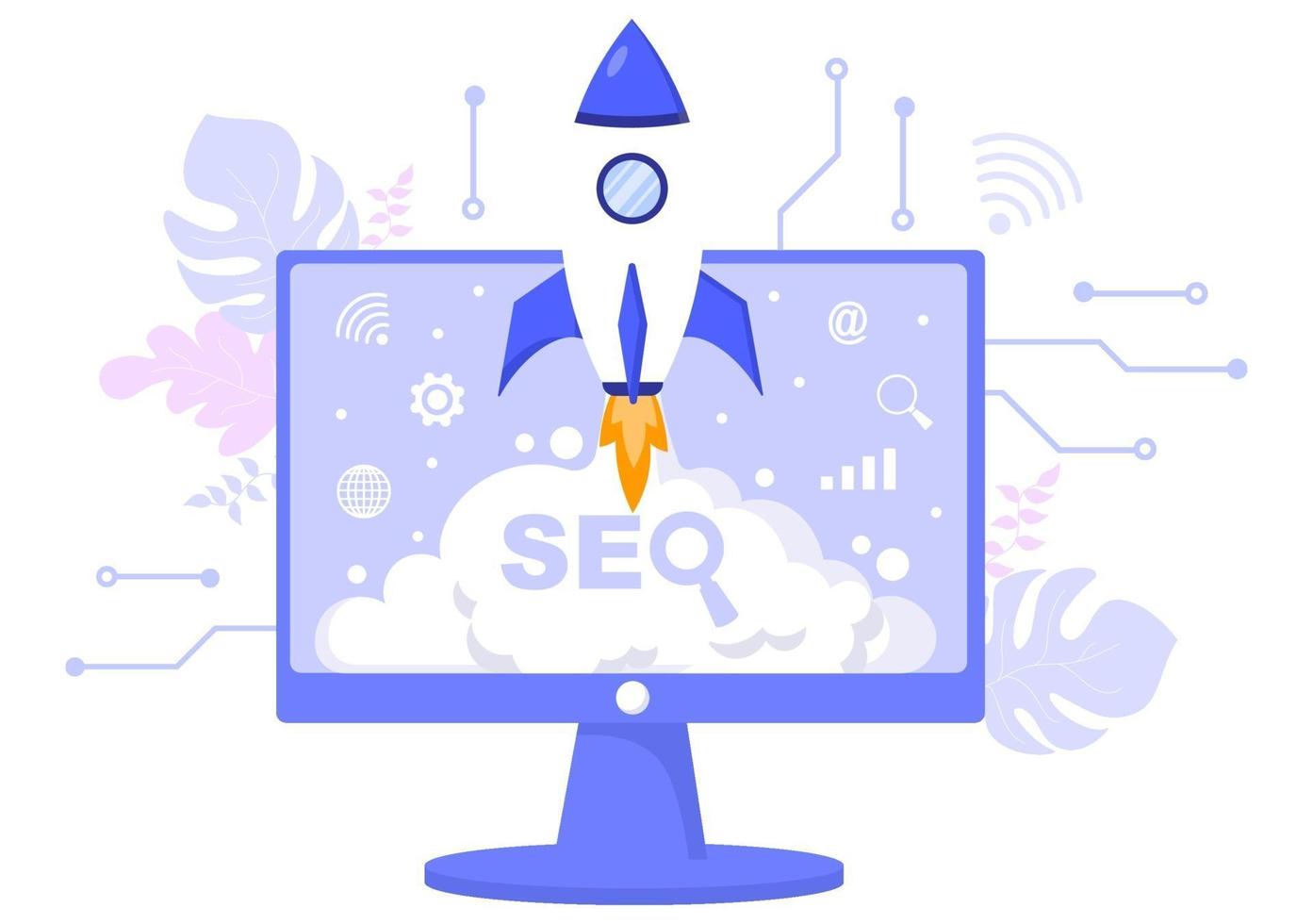 Seo Optimization Vector Illustration To Search Engine App Development