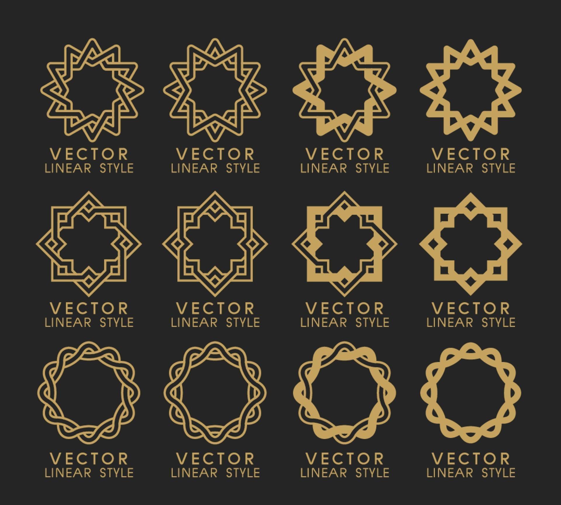 Vector set of linear design elements, logo design templates and mono ...