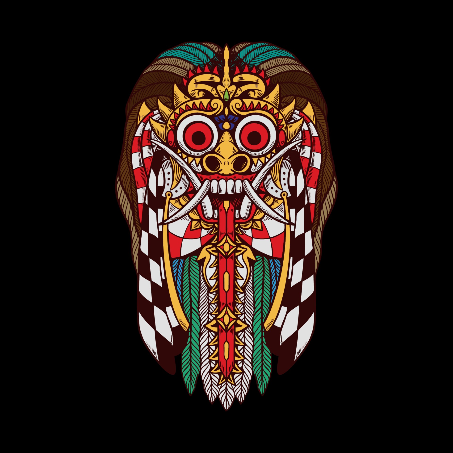 Rangda Barong Bali Indonesia Tshirt Design Illustration 2379651 Vector Art At Vecteezy