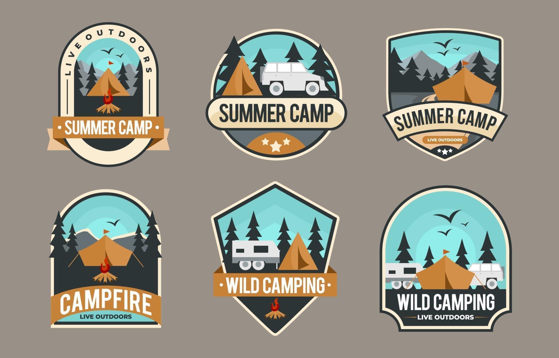 Camping Badge Collection 2381154 Vector Art At Vecteezy