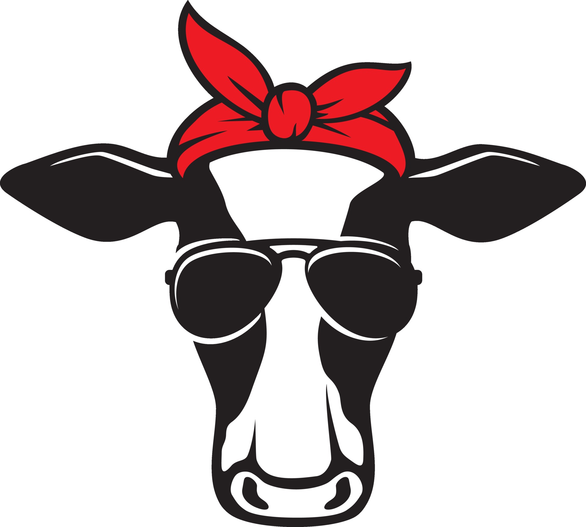 Cow Head With Aviator Sunglasses And Bandana 2387510 Vector Art At Vecteezy