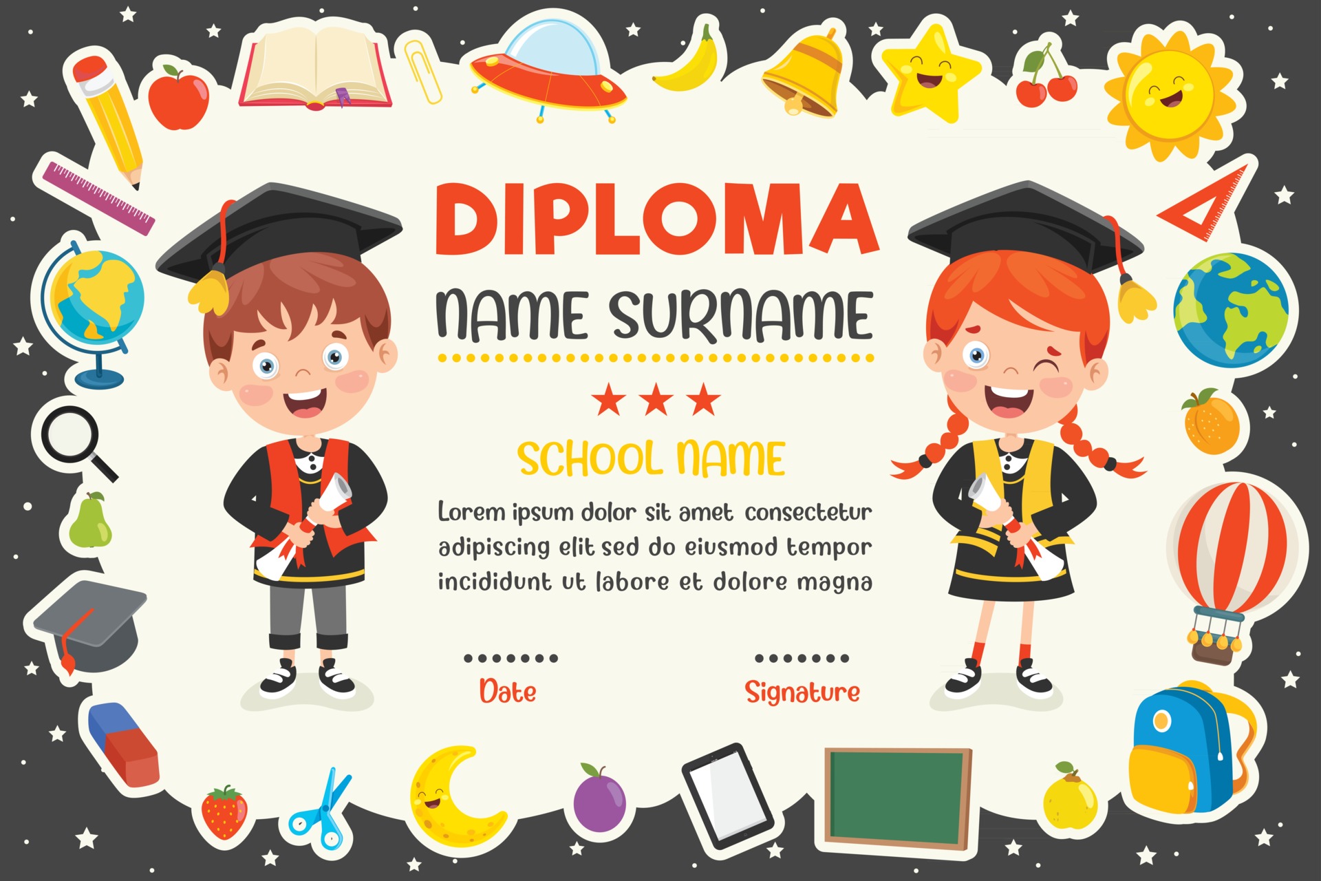 Diploma Certificate For Preschool And Elementary School Kids 2388445 ... Diploma Certificate For Preschool And Elementary School Kids 2388445 ...