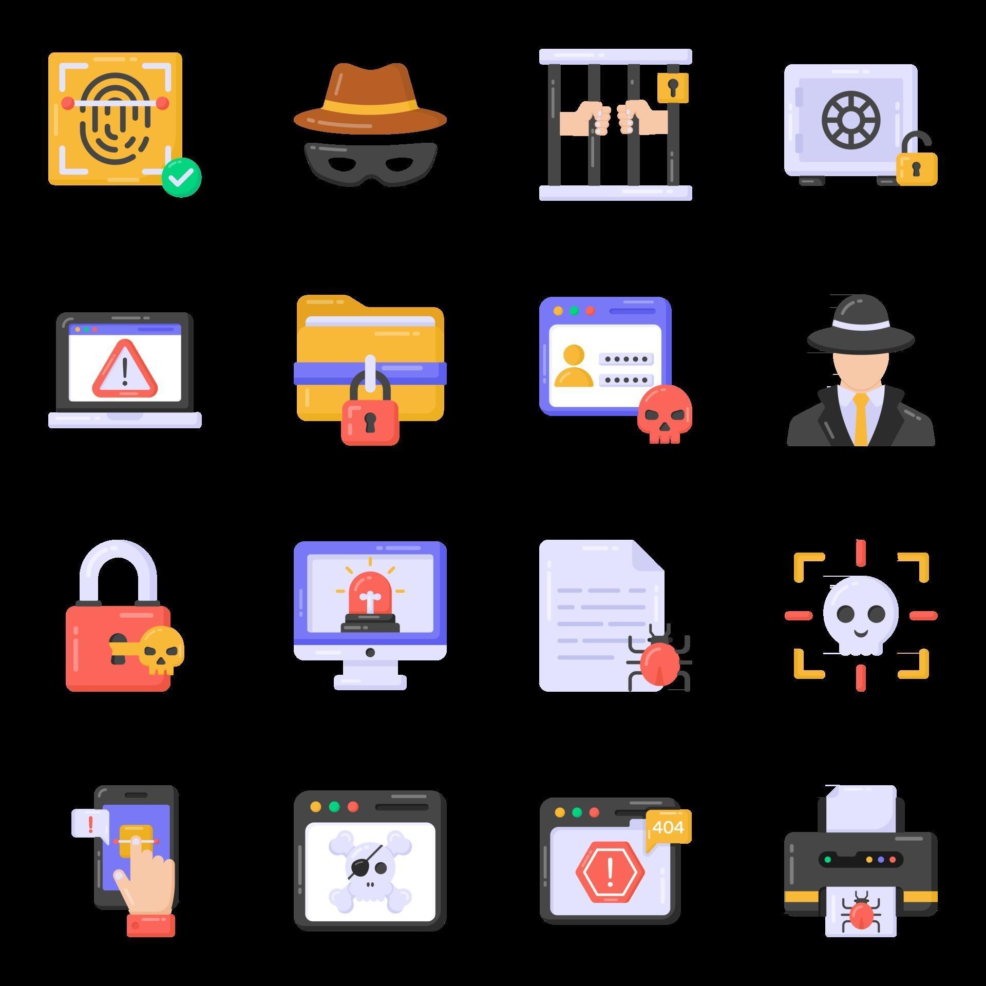 Cyber Crimes and Hacking icons 2388722 Vector Art at Vecteezy