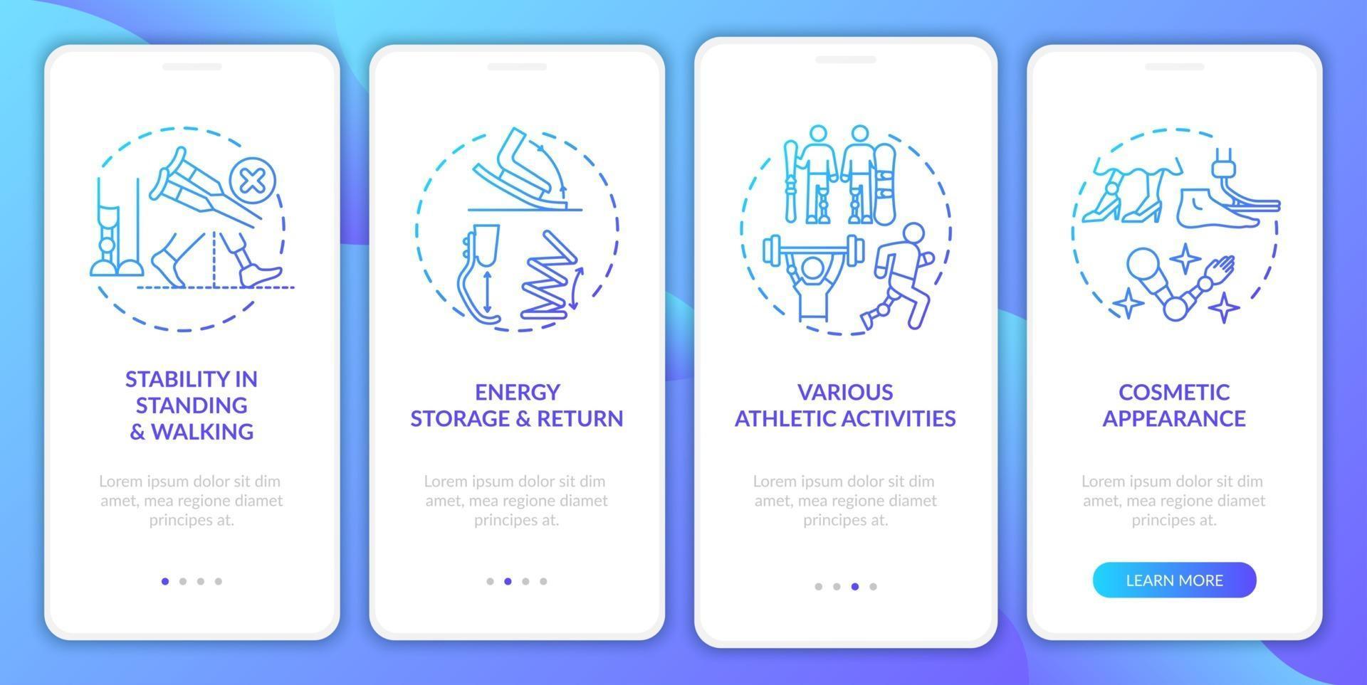 Lower limb implants tasks onboarding mobile app page screen with concepts 2390311 Vector Art at ...