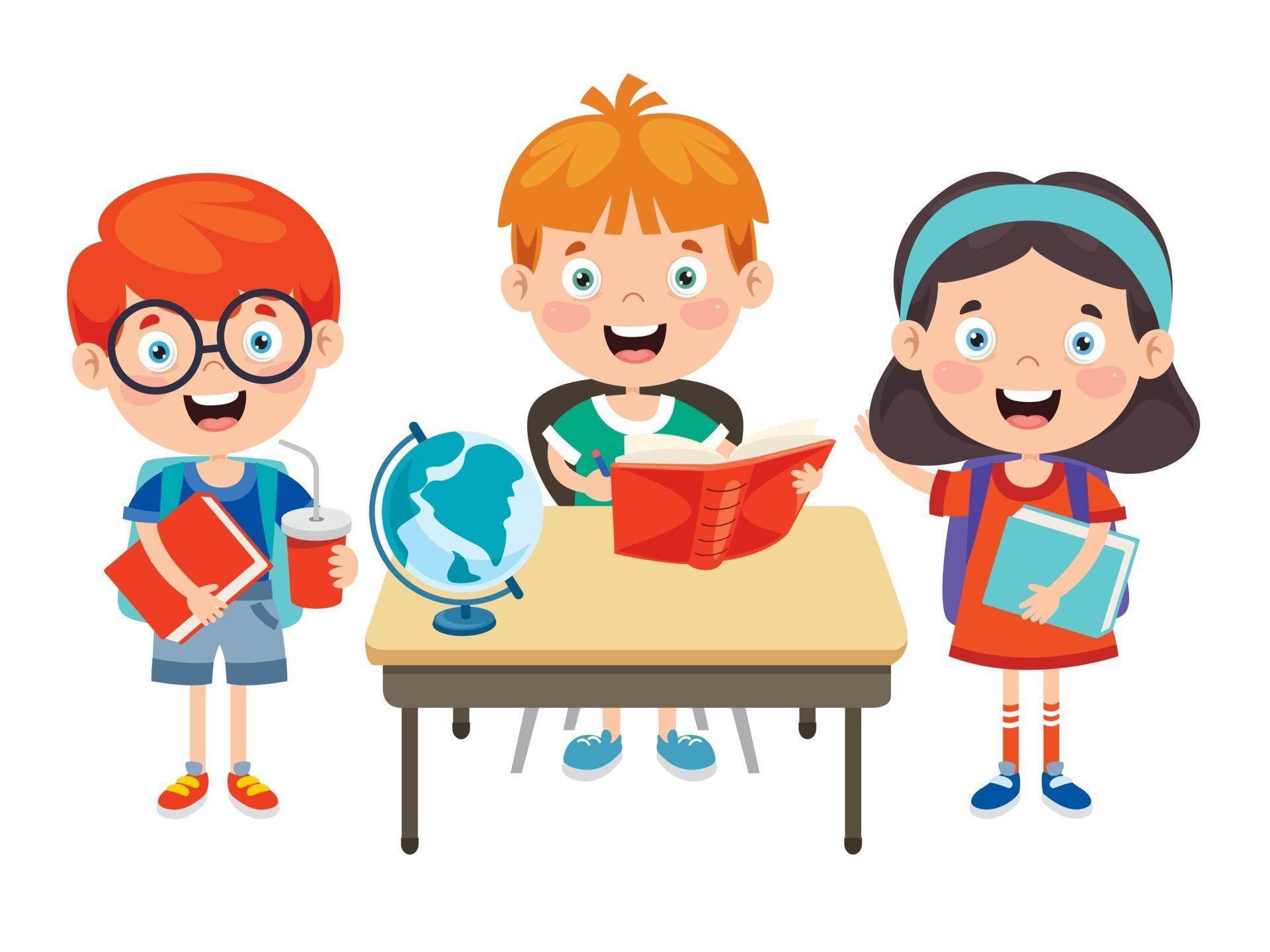 Happy Cute Cartoon School Children 2391144 Vector Art at Vecteezy