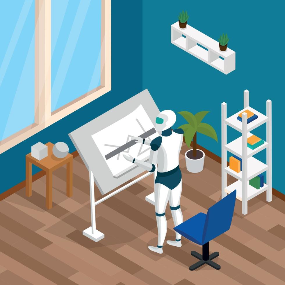 Creative Robot Isometric Composition Vector Illustration 2391493 Vector
