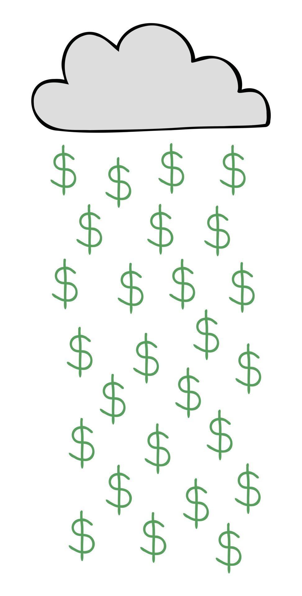 Cartoon Vector Illustration of Cloud and Dollar Rain 2392559 Vector Art ...