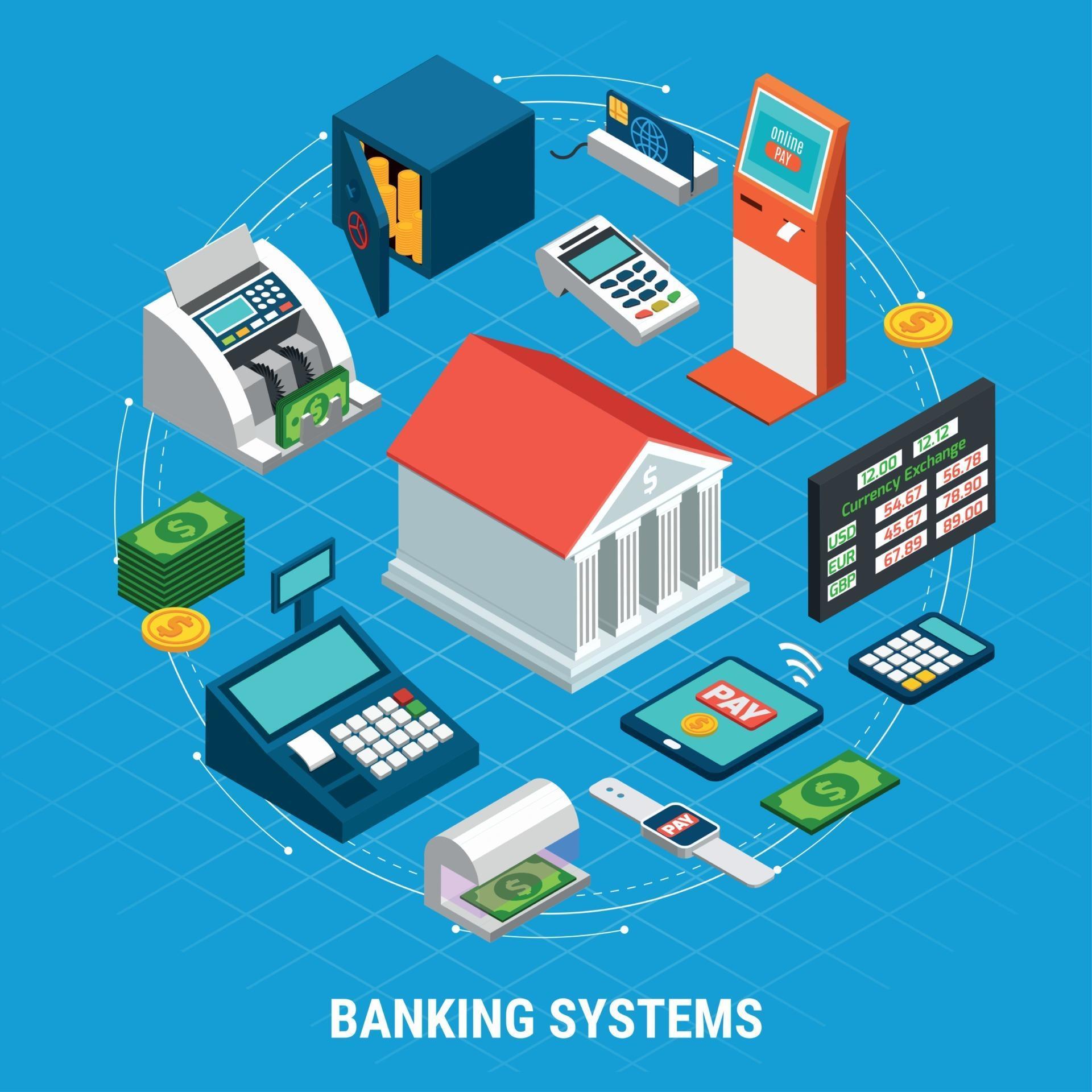 Banking Systems Round Composition Vector Illustration 2397710 Vector ...