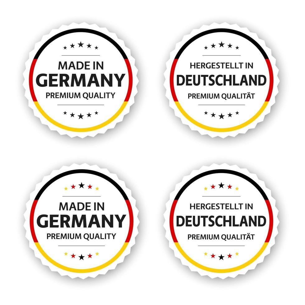 Set Of Four German Labels Made In Germany In German Hergestellt In