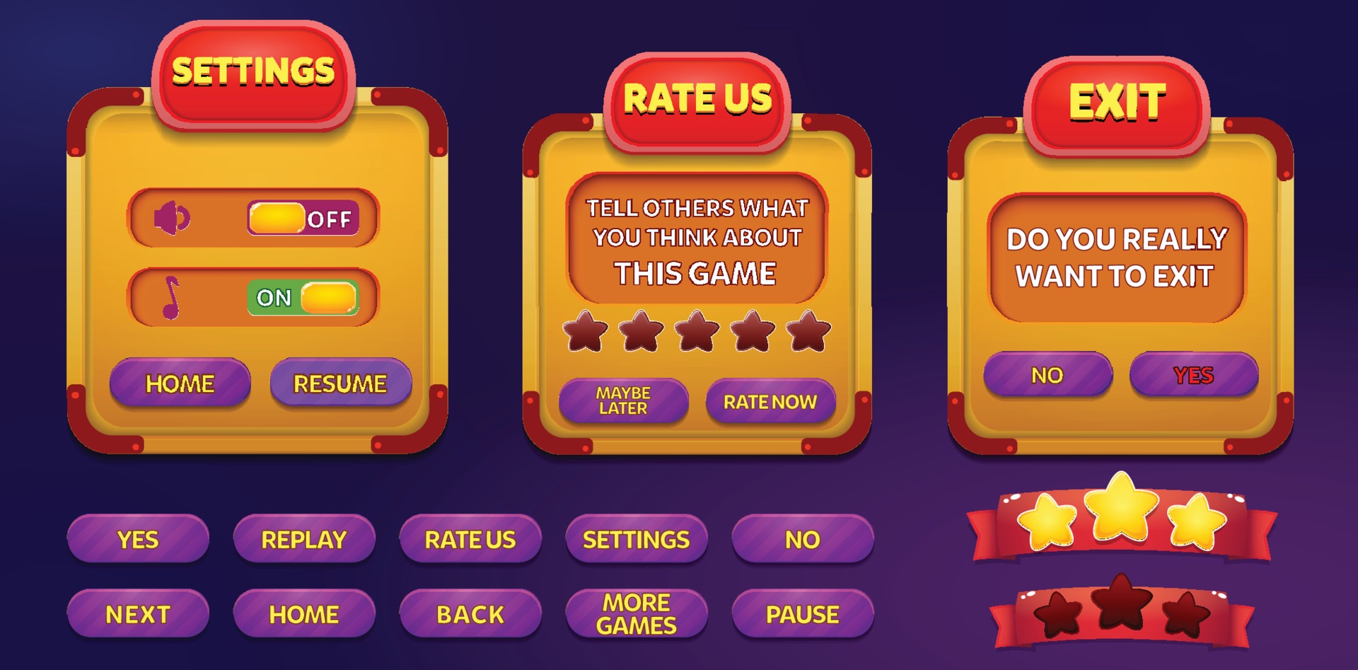 Level Selection Game Menu Scene With Buttons Loading Bar And Stars Pro