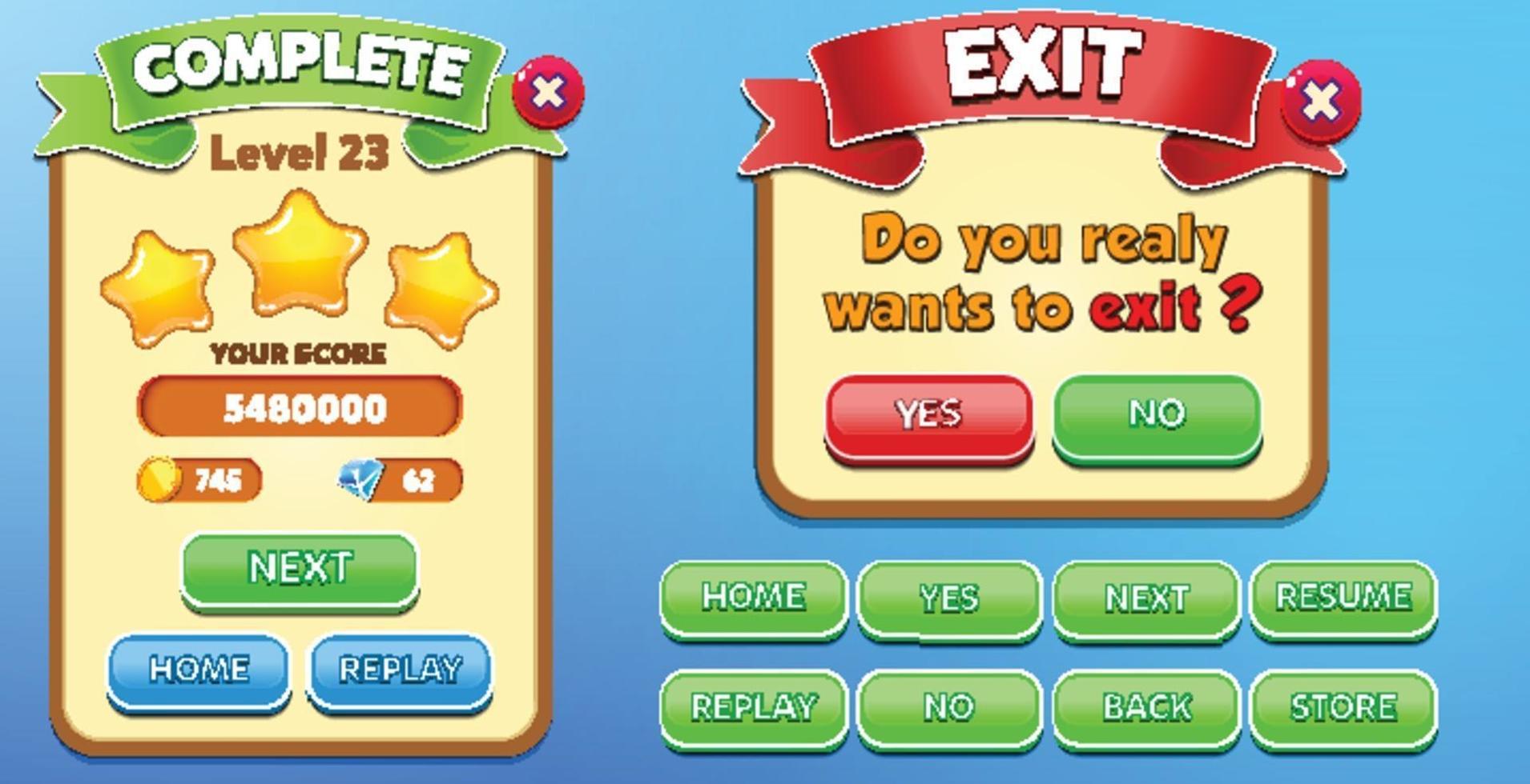 Level Selection Game Menu Scene With Buttons Loading Bar And Stars Pro Vector 2405050 Vector Art