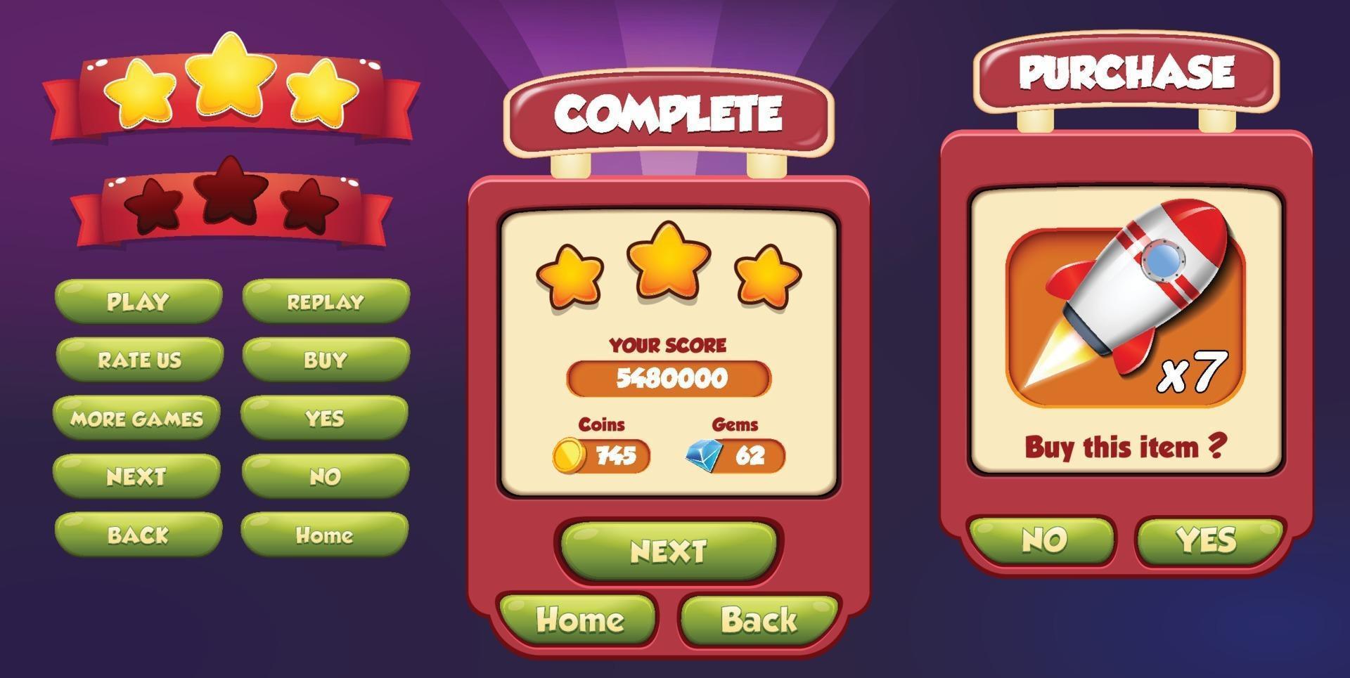 Level Selection Game Menu Scene With Buttons Loading Bar And Stars Pro Vector 2405057 Vector Art