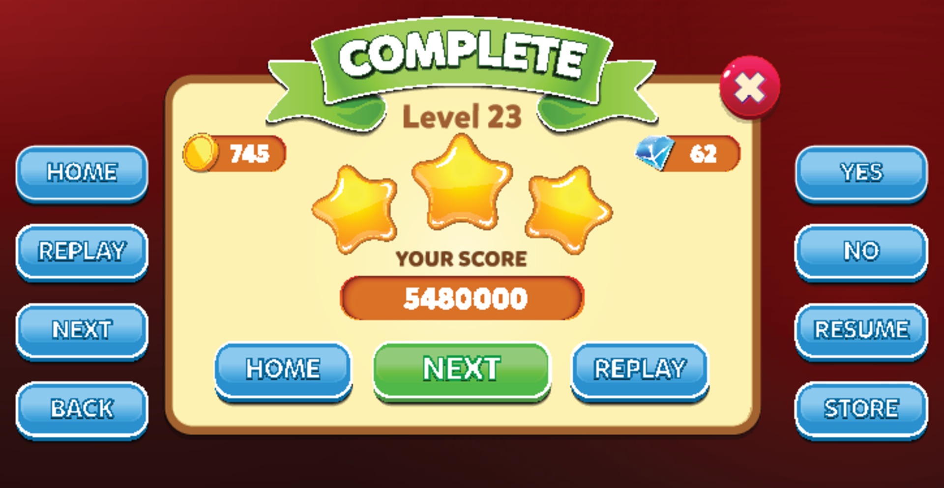 Level selection game menu scene with buttons loading bar and stars Pro ...