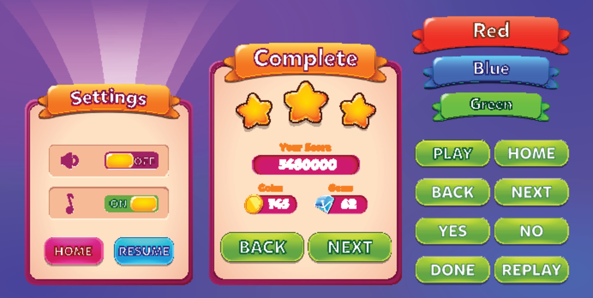 Level Selection Game Menu Scene With Buttons Loading Bar And Stars Pro Vector 2405085 Vector Art