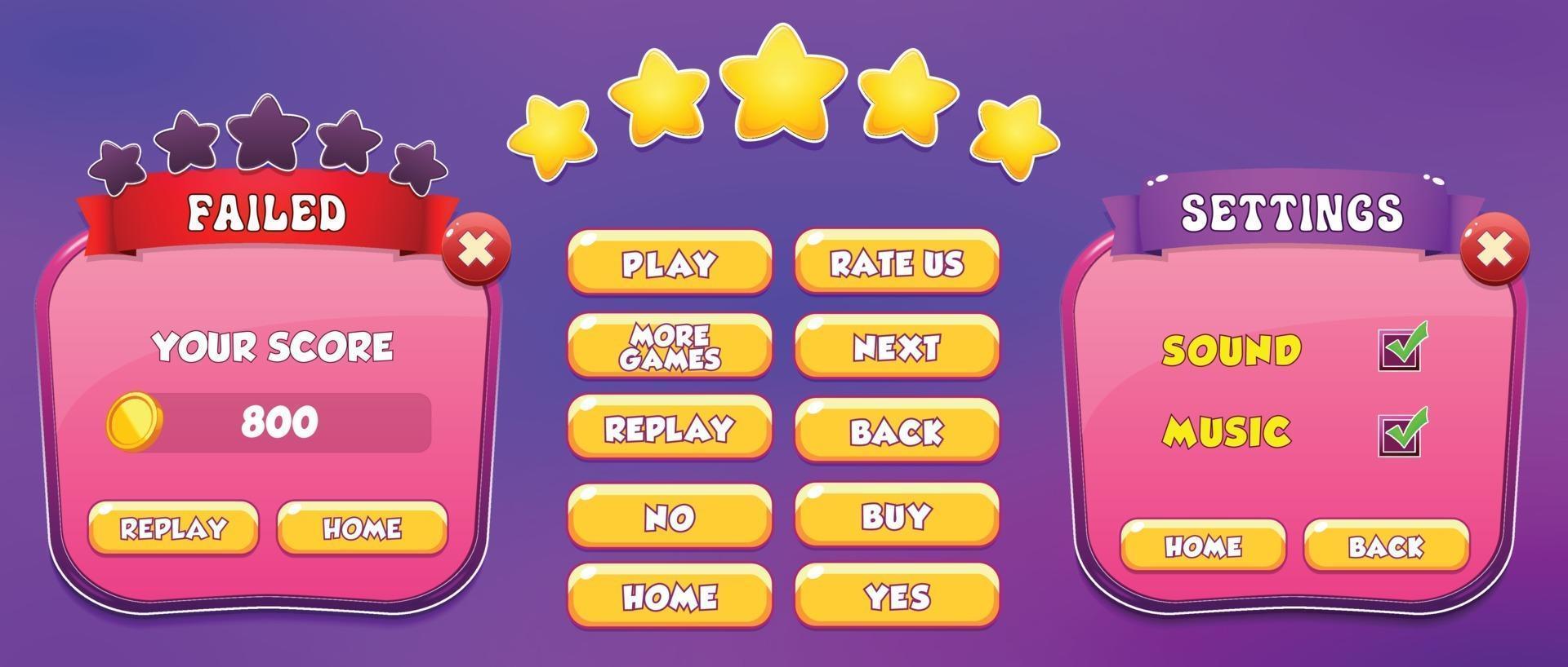 Level Selection Game Menu Scene With Buttons Loading Bar And Stars Pro Vector 2405092 Vector Art