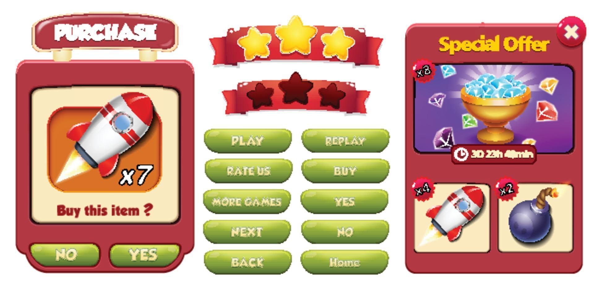 Level selection game menu scene with buttons loading bar and stars Pro ...