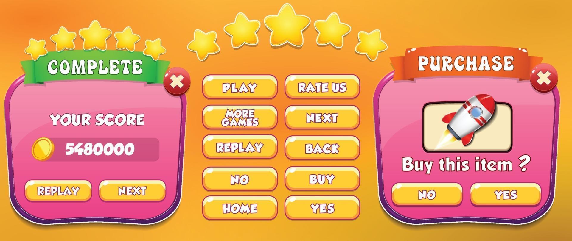 Level Selection Game Menu Scene With Buttons Loading Bar And Stars Pro Vector 2405147 Vector Art