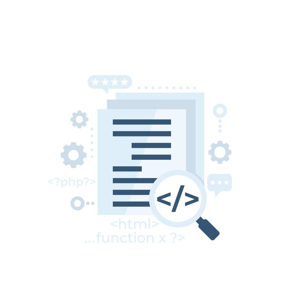Code review for software and apps development vector illustration ...